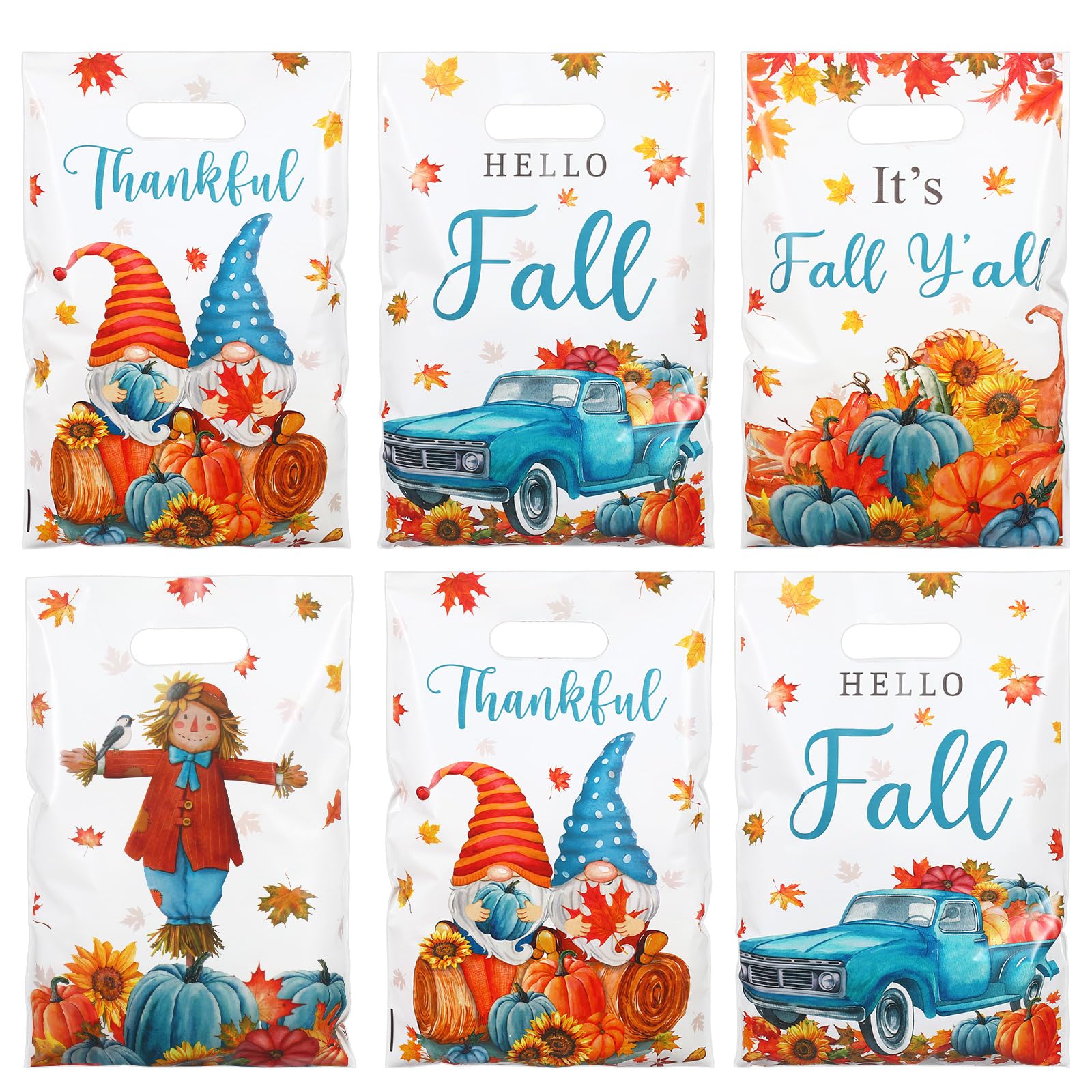 Amazon.com: Seajan 100 Pcs Thanksgiving Plastic Bags Fall Cellophane ...