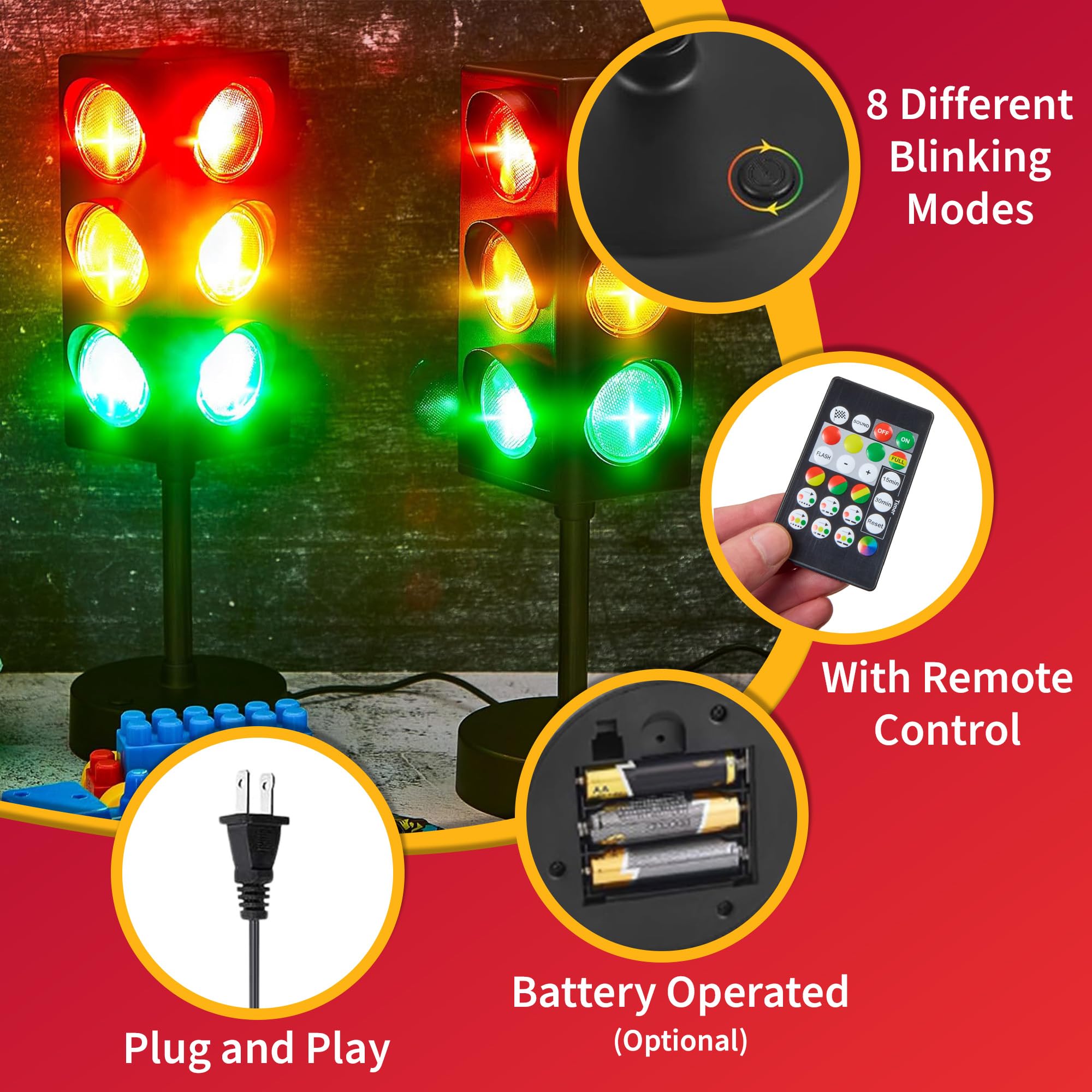 Toy Traffic Light Flashing Mini Traffic Signs Road Light Block With