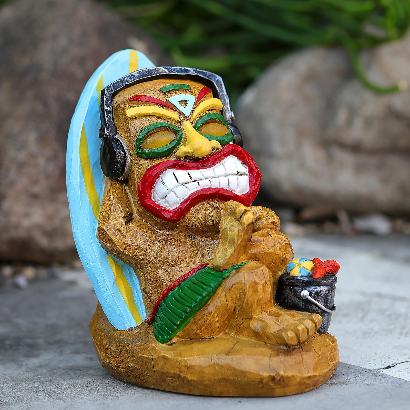 Solar Tiki Statues Outdoor 18PK Mini Solar Tiki Torches, Dancing