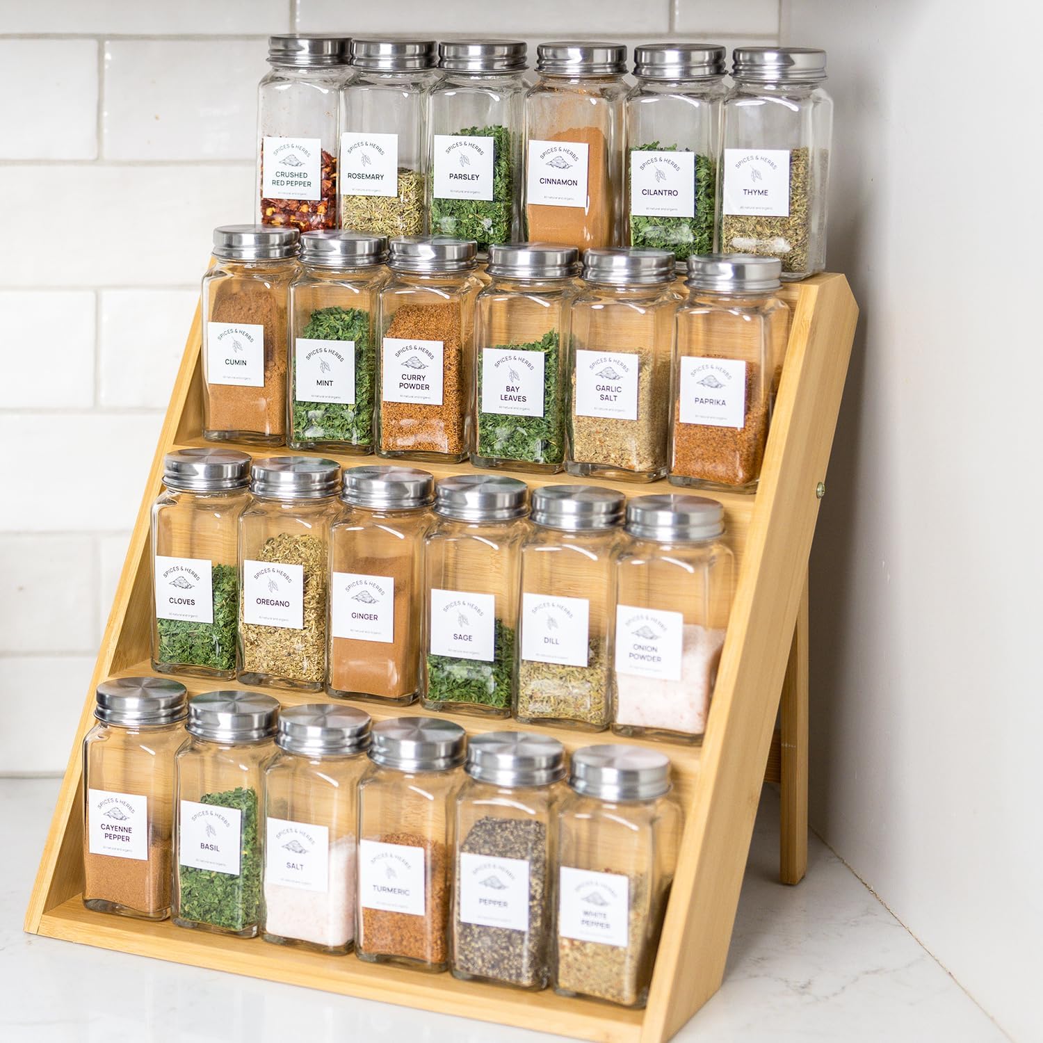 Amazon.com: ECLECTICS KC Wooden Spice Rack Organizer - 3 Tier Shelf for ...