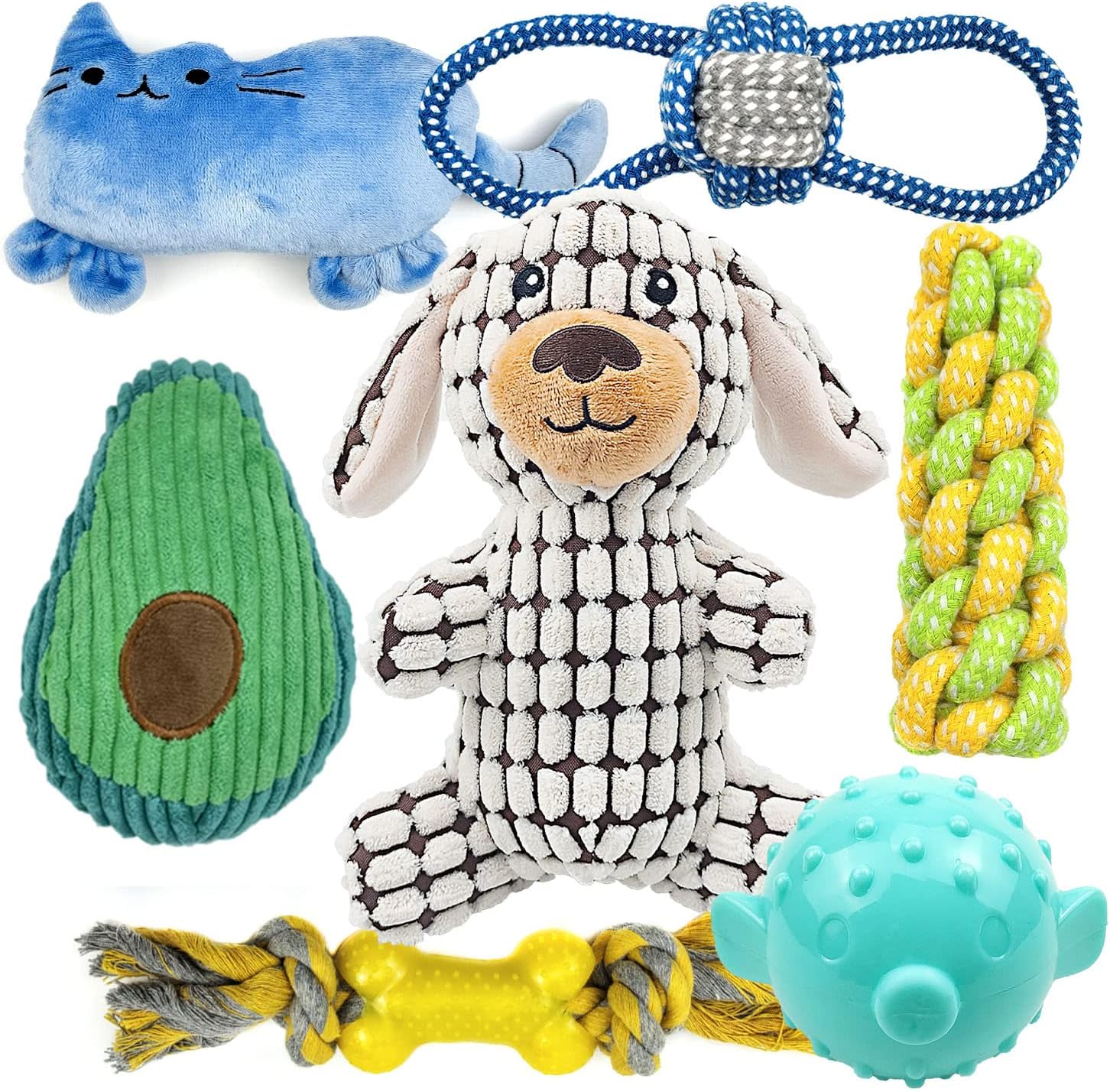 SunDrawy Dog Toys, Squeak Stuffed Plush Cuddly Puppy Toy, Interactive ...