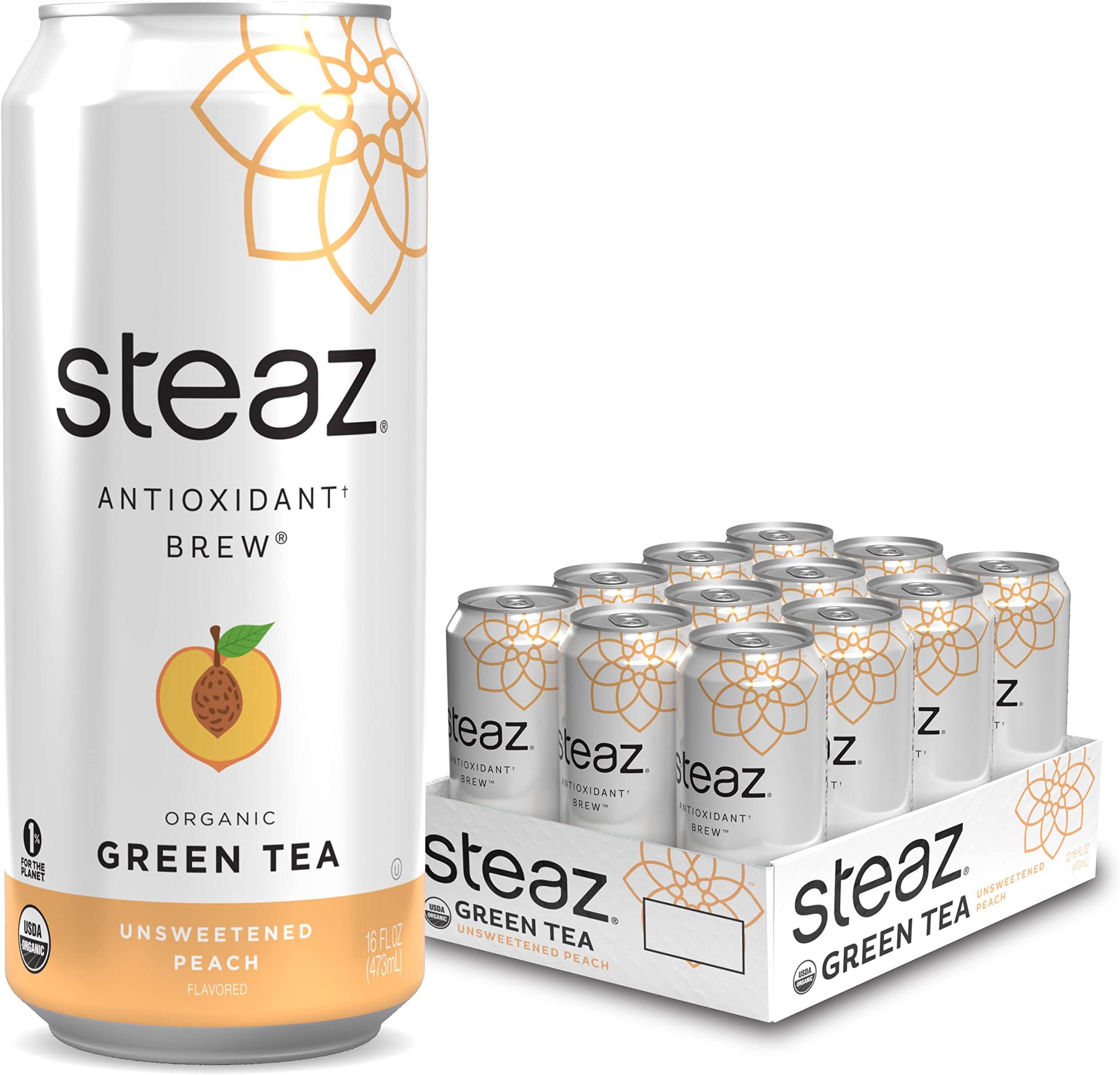 Amazon.com : Steaz Organic Zero Calorie Iced Green Tea, Peach Mango, 16 ...
