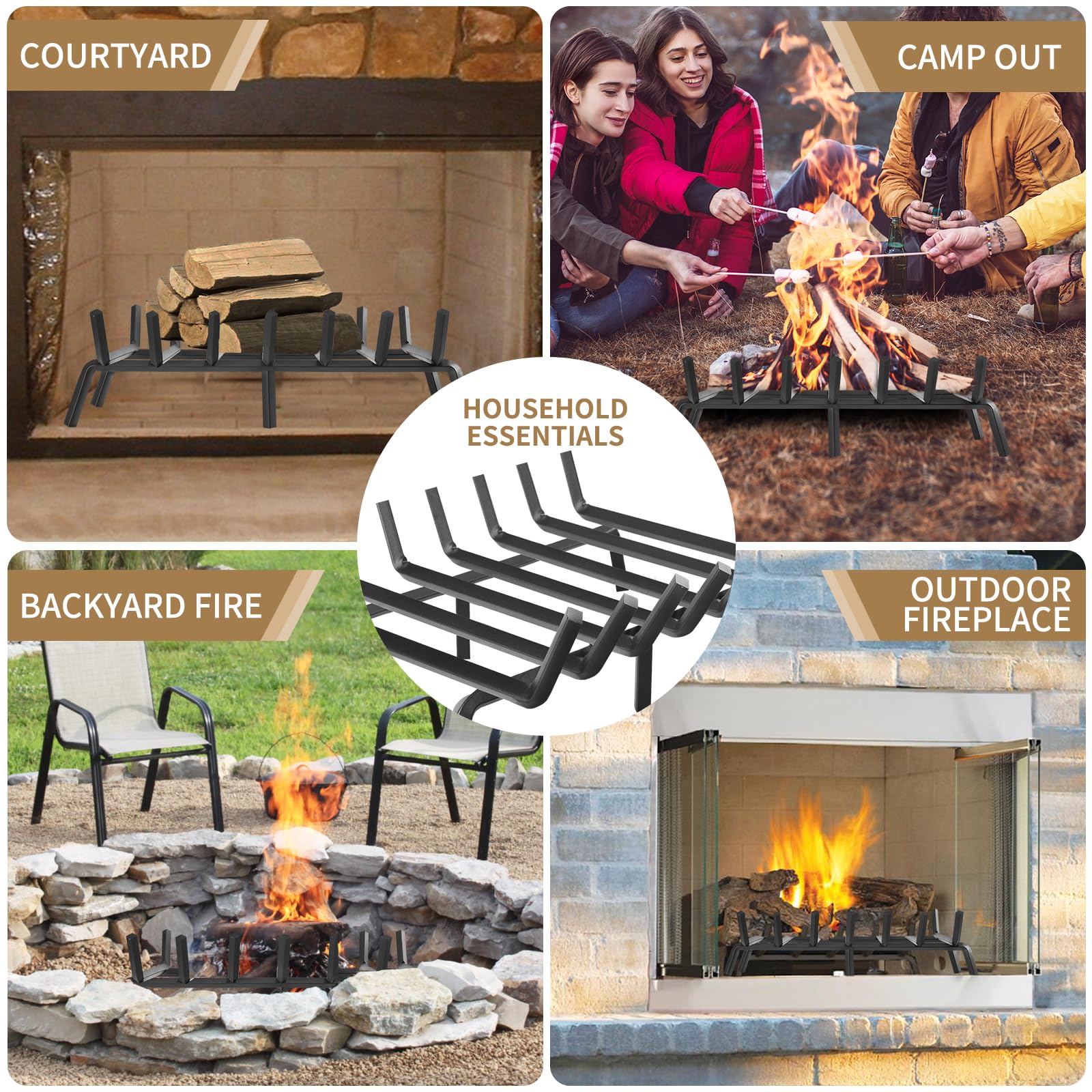 Snapklik.com : Fireplace Grate, 24 Inch Heavy Duty Fireplace Log Grate ...