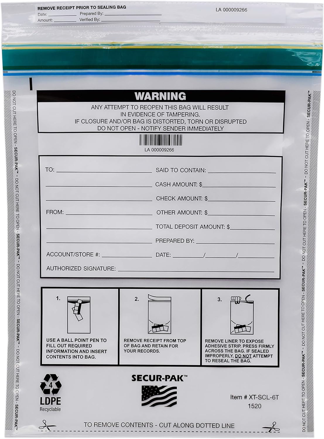 Amazon.com : Secur-Pak Deposit Bags - Pack of 100 - Bill Capacity ...