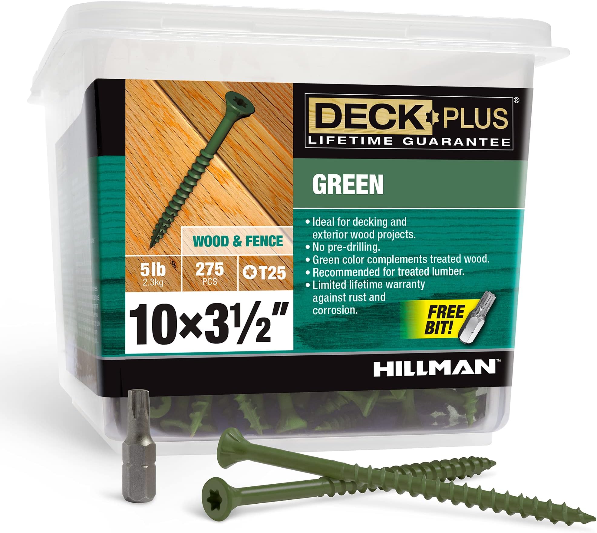 Amazon.com: Deck Plus 48402 Wood Screws #10 x 2-1/2", Green, 5lb Box ...