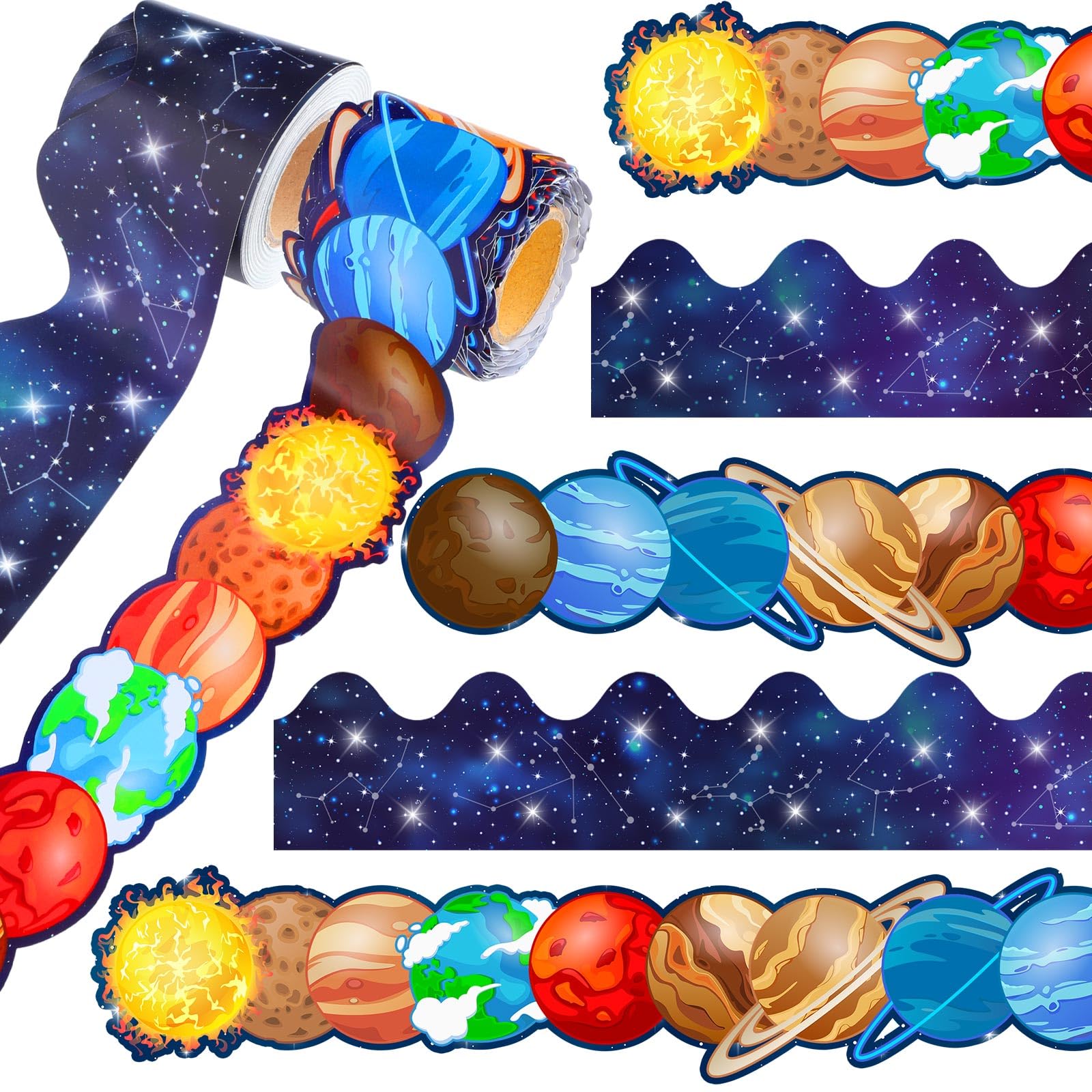 Snapklik.com : 2 Rolls 65.6ft Space Bulletin Board Decorations Solar ...