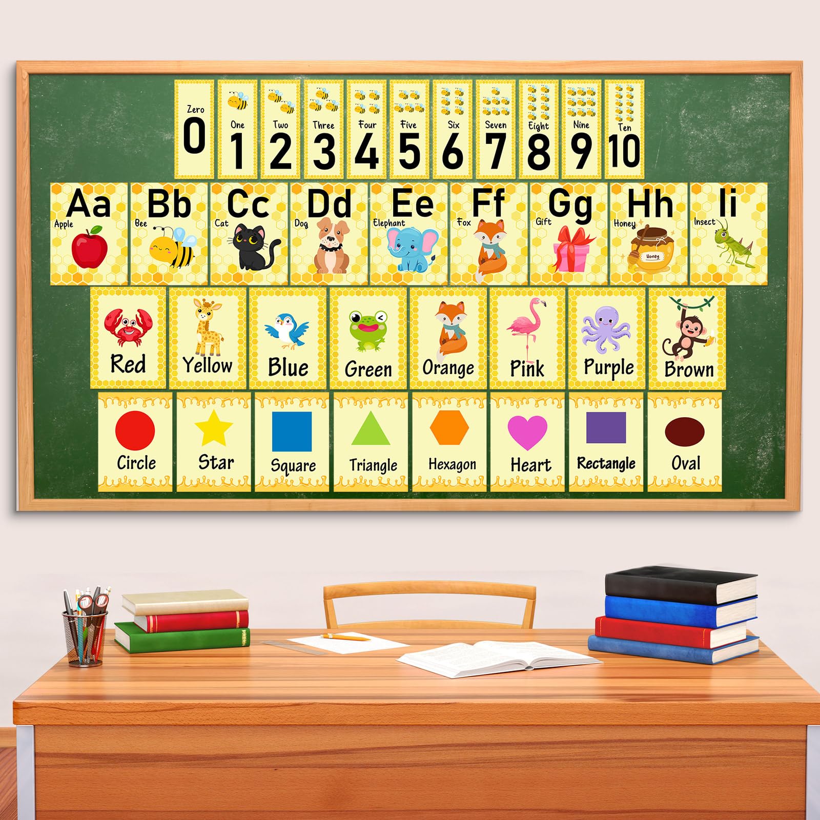 Snapklik.com : 57 Pcs Bee Bulletin Board Set Bee Alphabet Colors Shapes ...