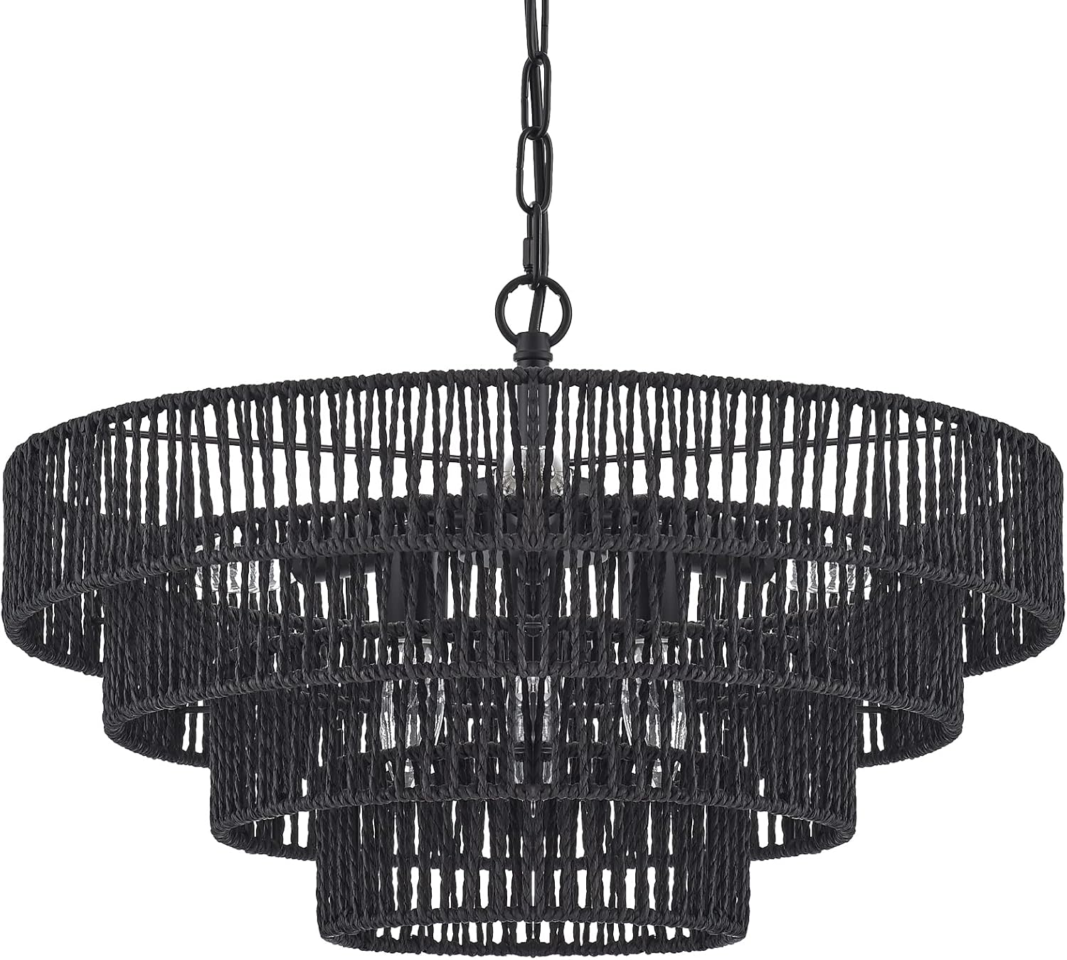 ELYCCUPA 20” Hand-Woven Rattan Chandelier 6-Lights Transitional ...