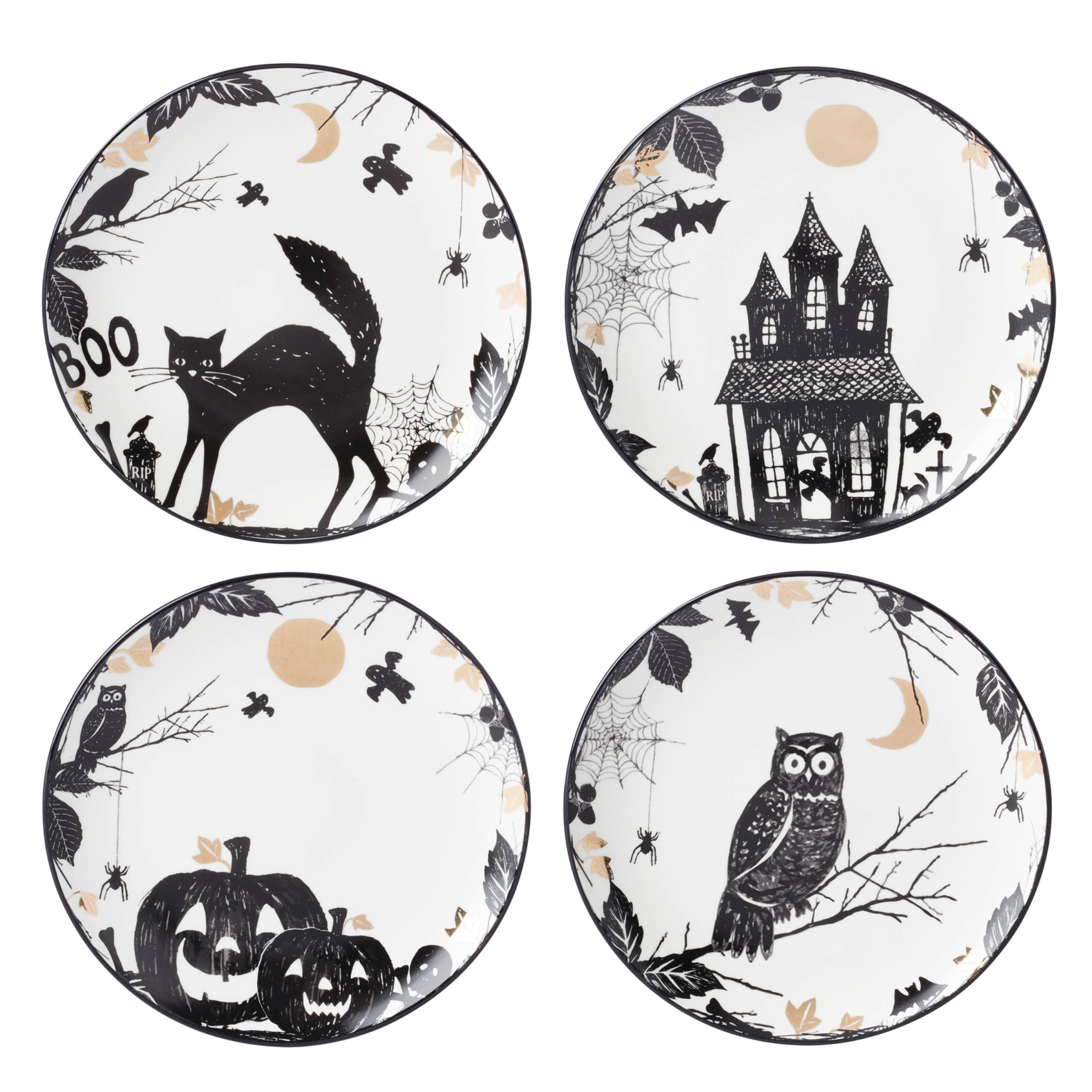 Amazon.com: Lenox 896871 Vintage Halloween Haunted Accent Plates, Set ...