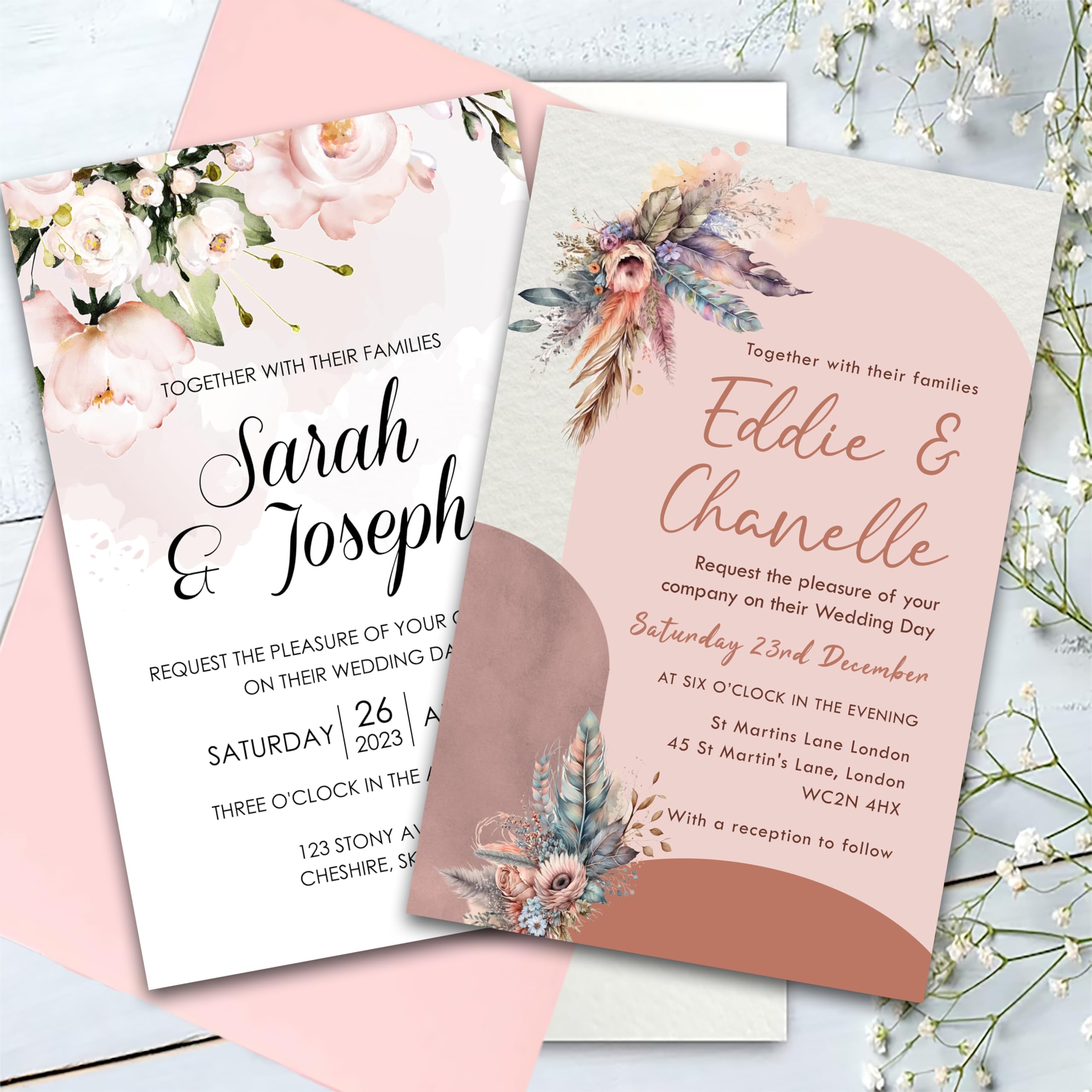 Simon Elvin Wedding Evening Invitations - Silver Scroll Design (Pack of ...