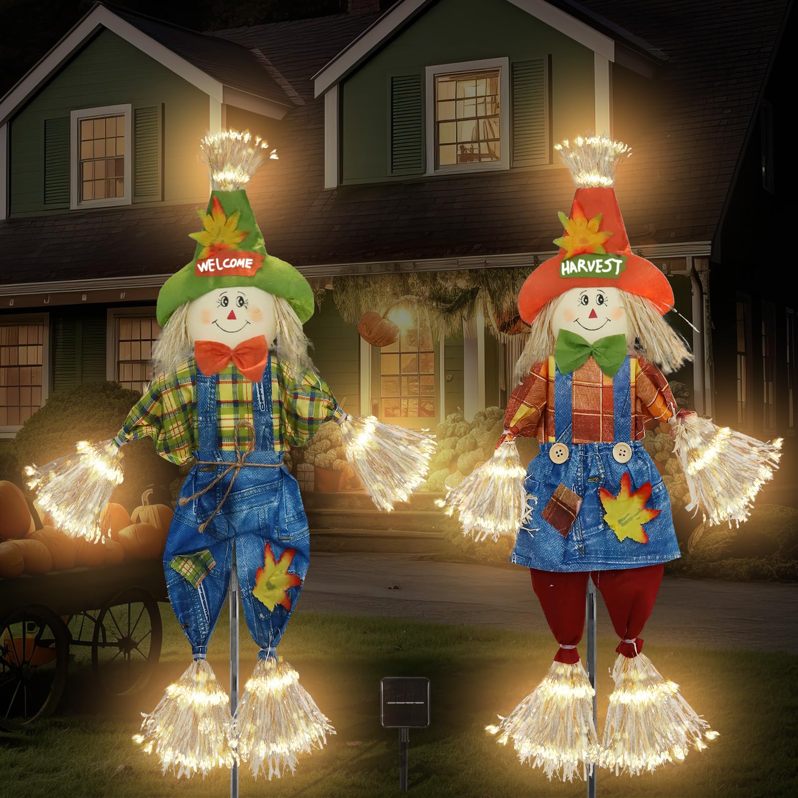 Amazon.com: PUNICA 2 Pcs Scarecrows for Outside, Total 39 Inch Large Fall Harvest Thanksgiving ...