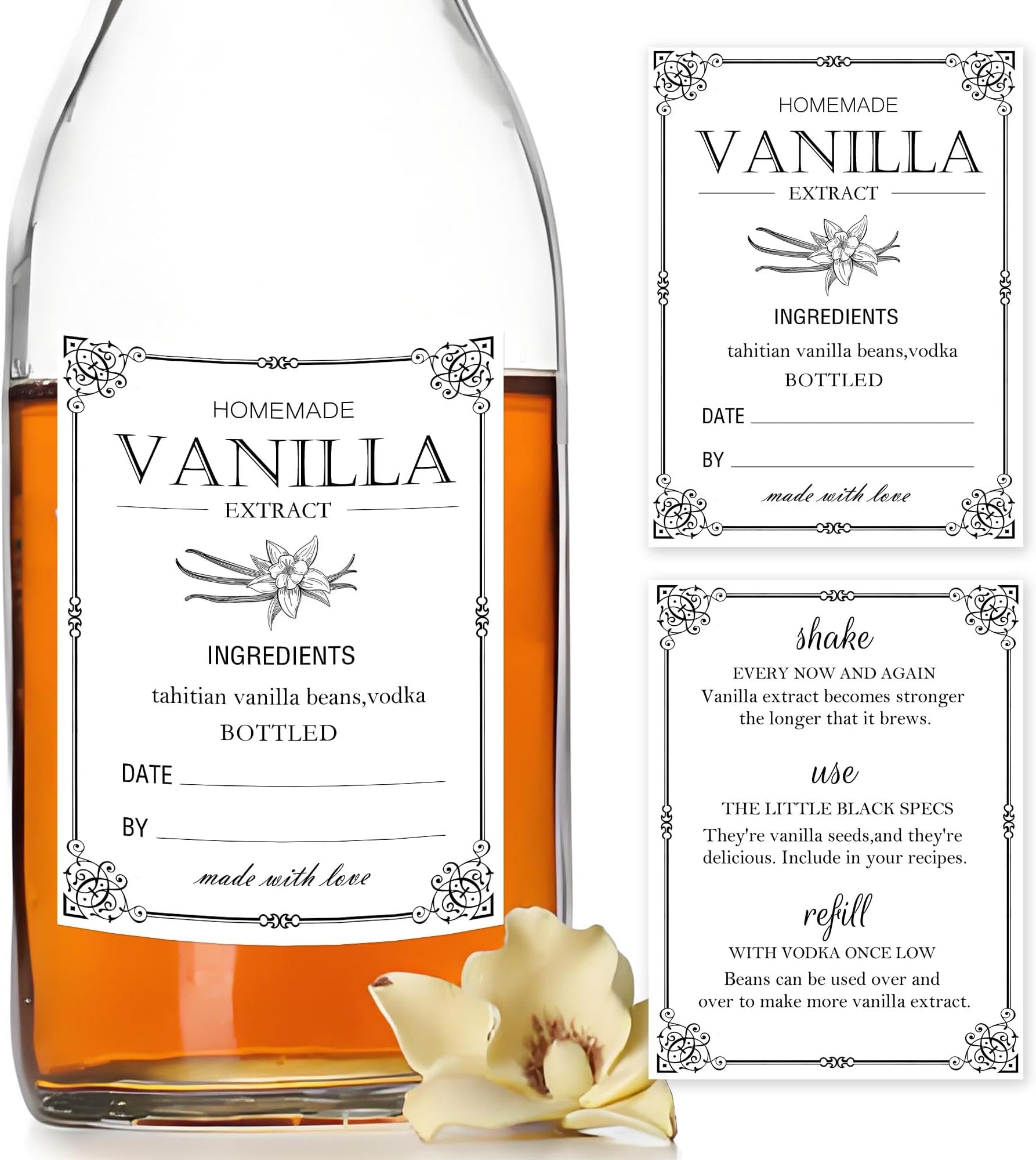 Amazon.com : 120pcs Homemade Vanilla Extract Stickers with Instructions ...