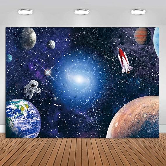 Amazon.com : CGXINS Outer Space Backdrop for Baby Kids Astronaut Themed ...
