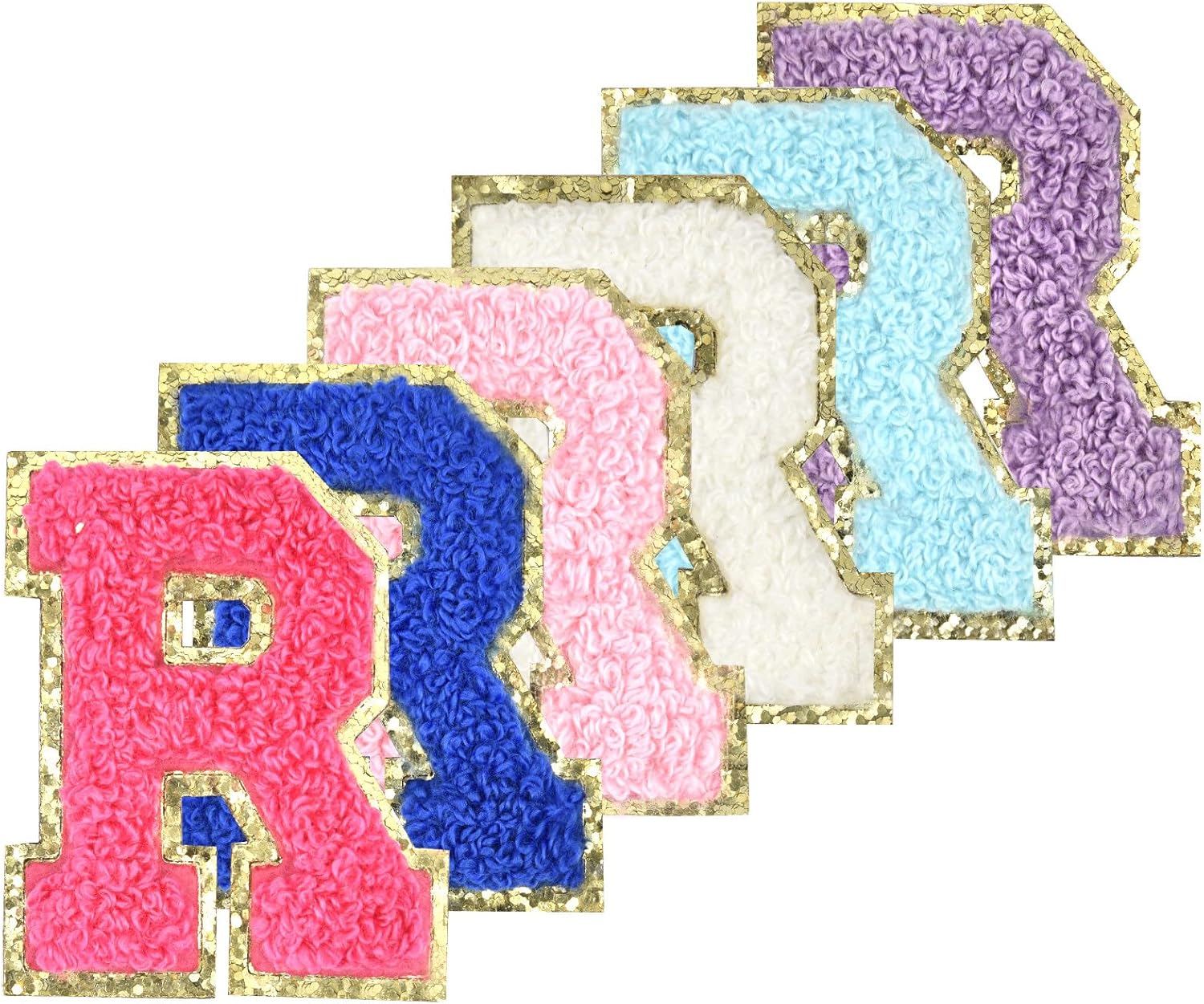 Amazon.com: 6Pcs Self Adhesive Chenille Letter Patches Iron on Varsity ...