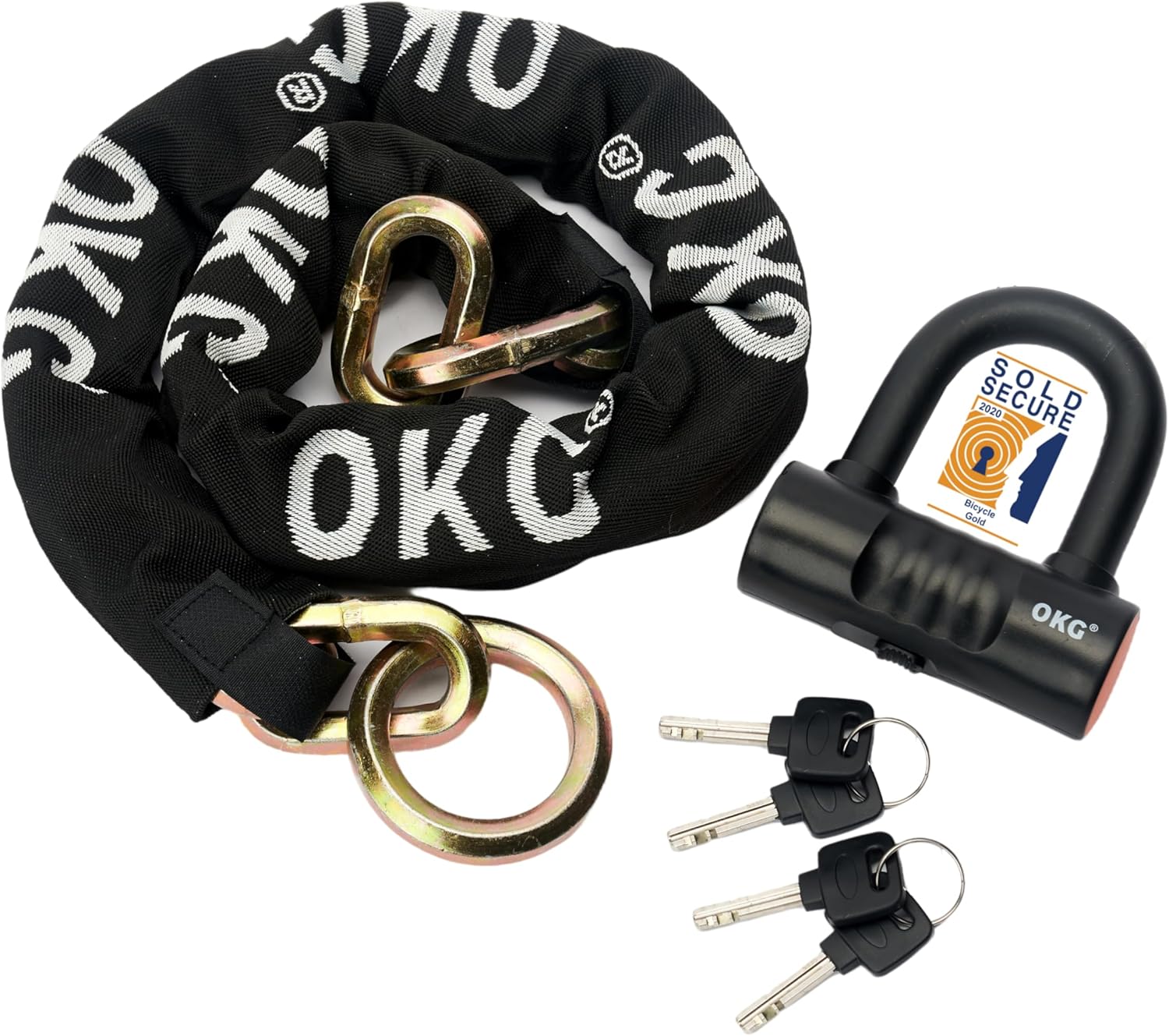 Amazon.com: OKG Ultra Security Motorcycle Chain Lock, 4 Keys, 13lbs, 5 ...