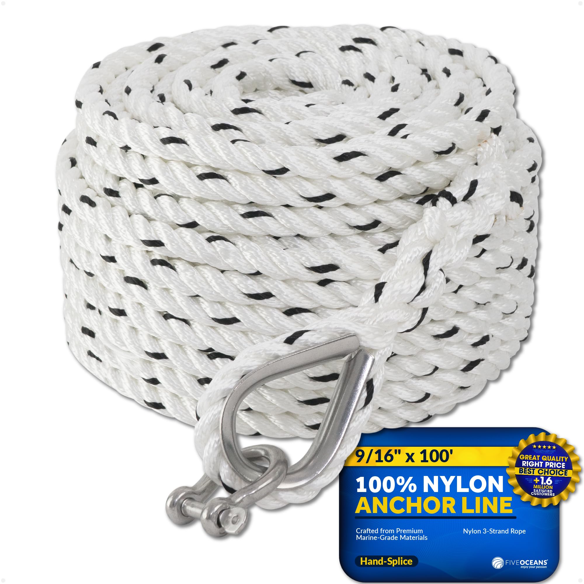 Snapklik.com : Five Oceans Anchor Line 9/16" X 100, Anchor Rope Line ...