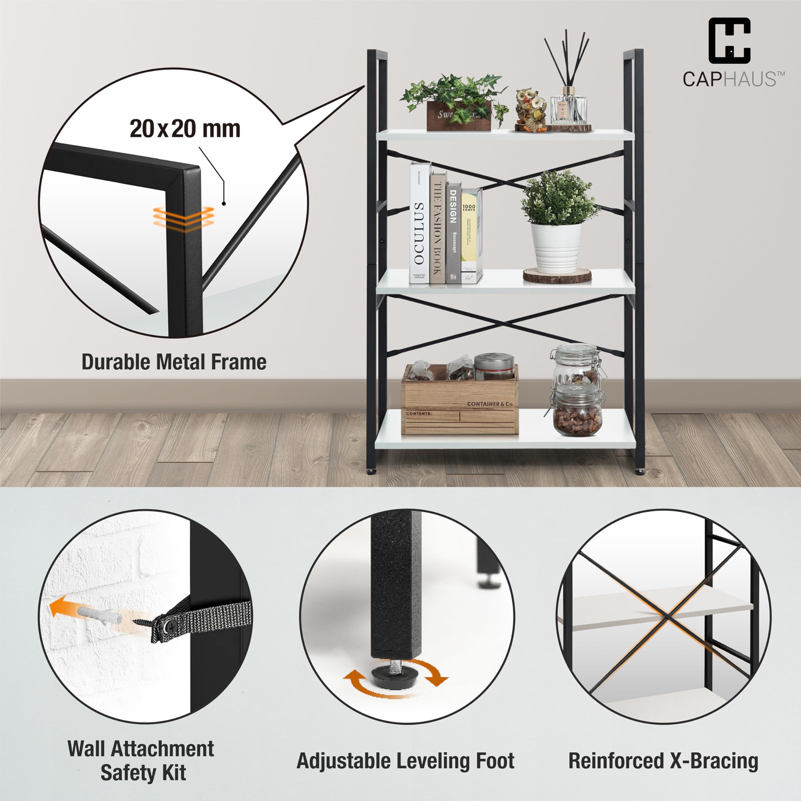 Snapklik.com : 2 Tier Small Bookshelf, 24 Inch Width Free Standing ...