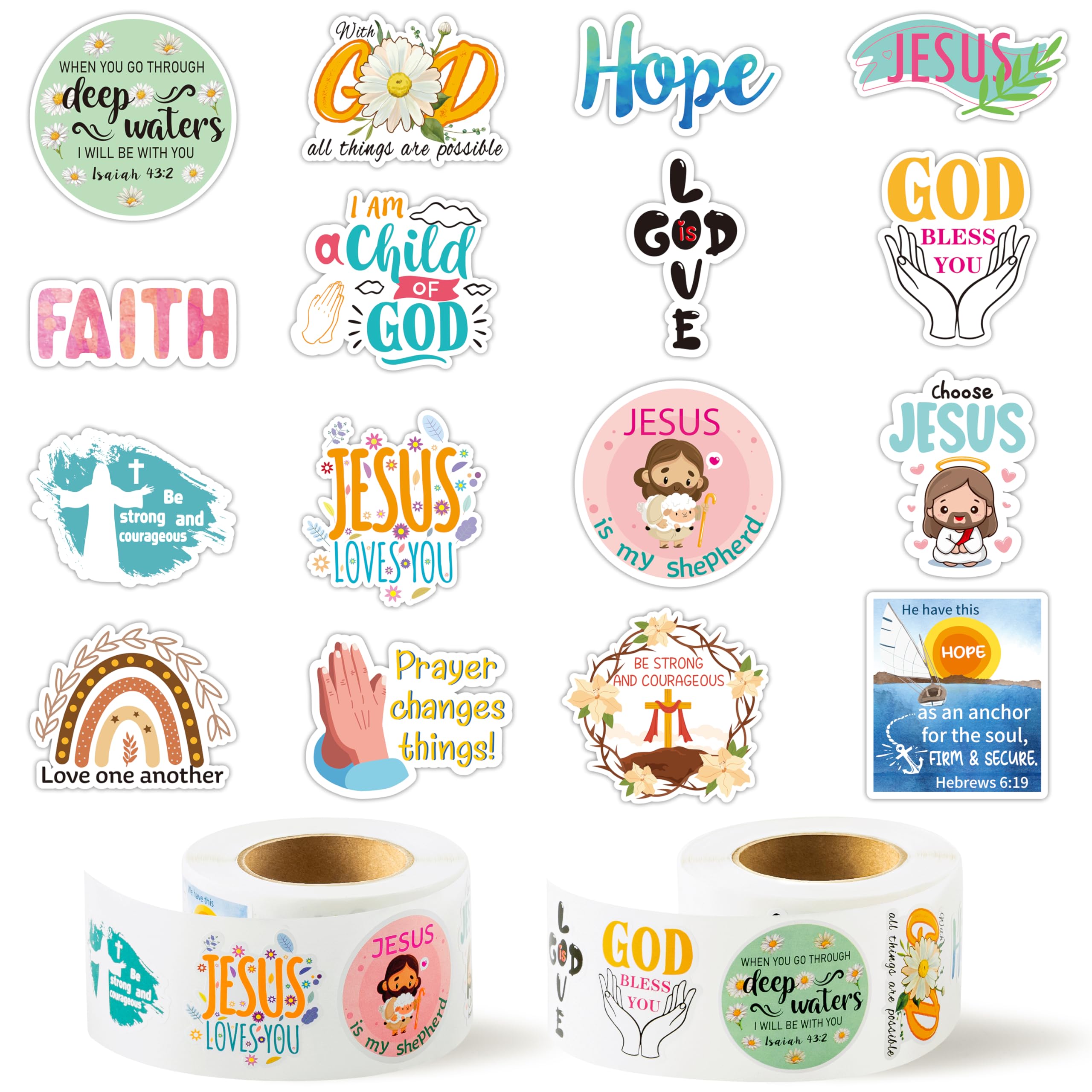 Snapklik.com : 1000pcs Christian Religious Sticker Rolls, 16 Designs ...