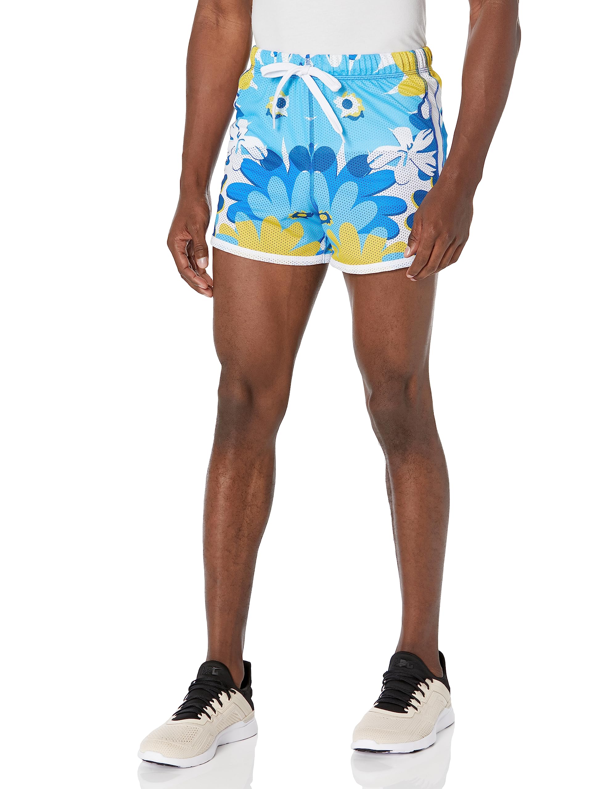 Jack Adams Men's Mesh Freestyle Short Medium Summer Flower Blue for ...