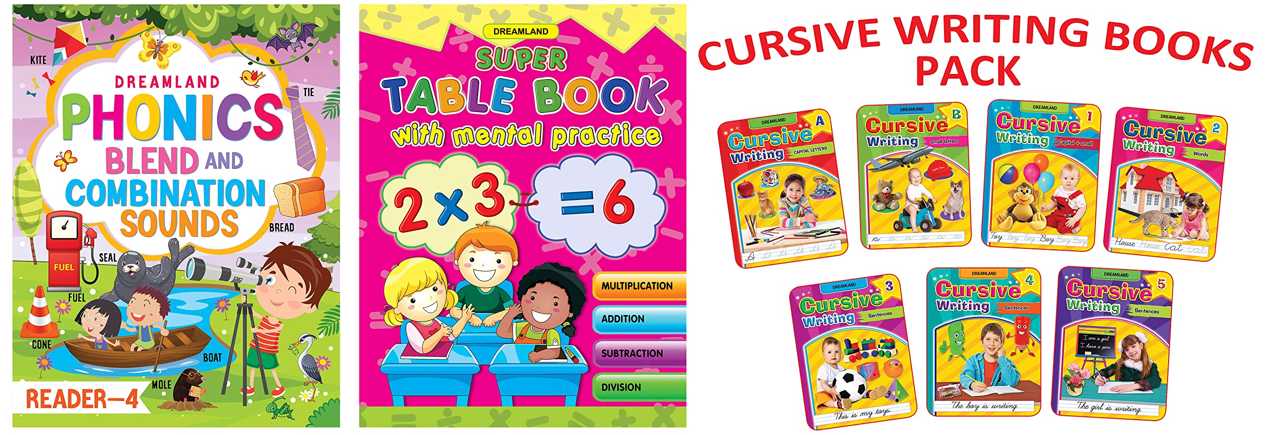 Cursive Writing 7 Books Pack & Phonics Reader Book 4 for Children Age 3 ...