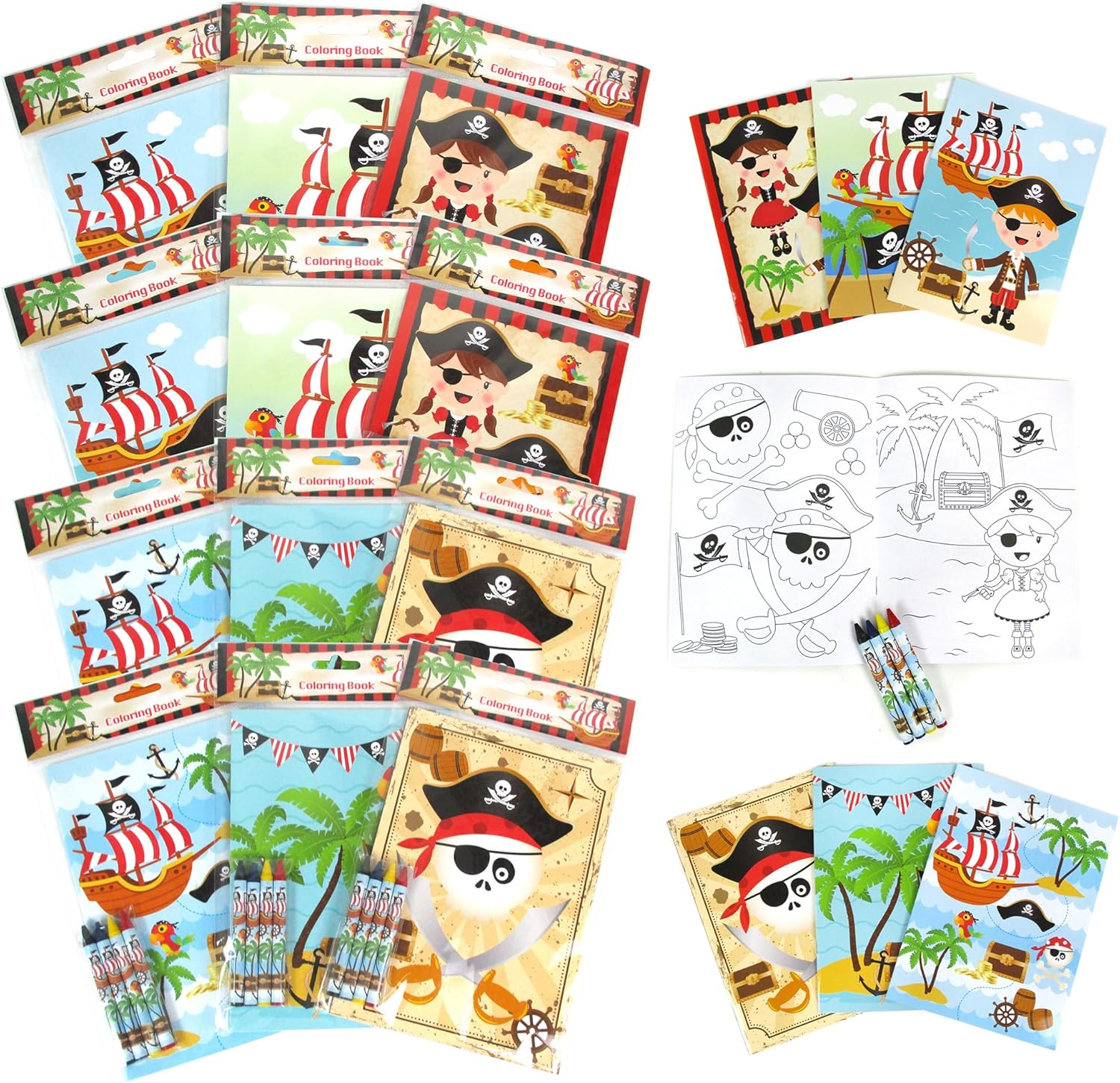Amazon.com: TINYMILLS Pirates Coloring Book Set with 12 Coloring Books ...