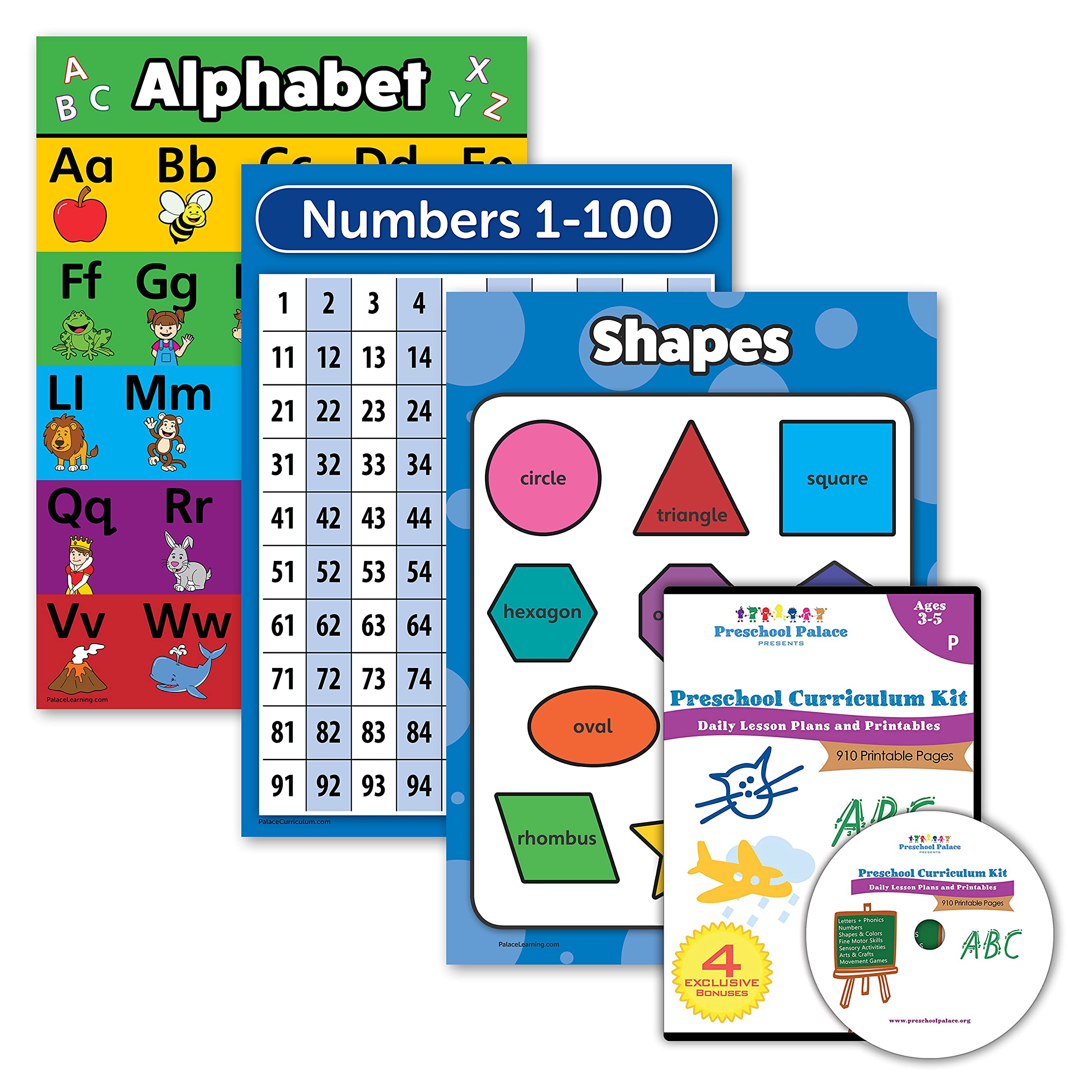 Buy 4 Pack - Preschool Curriculum Kit on CD & ABC Alphabet + Numbers 1 ...