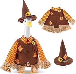 Amazon.com : DECOHS 2 Pcs/Set Scarecrow Porch Goose Outfits, Fall ...