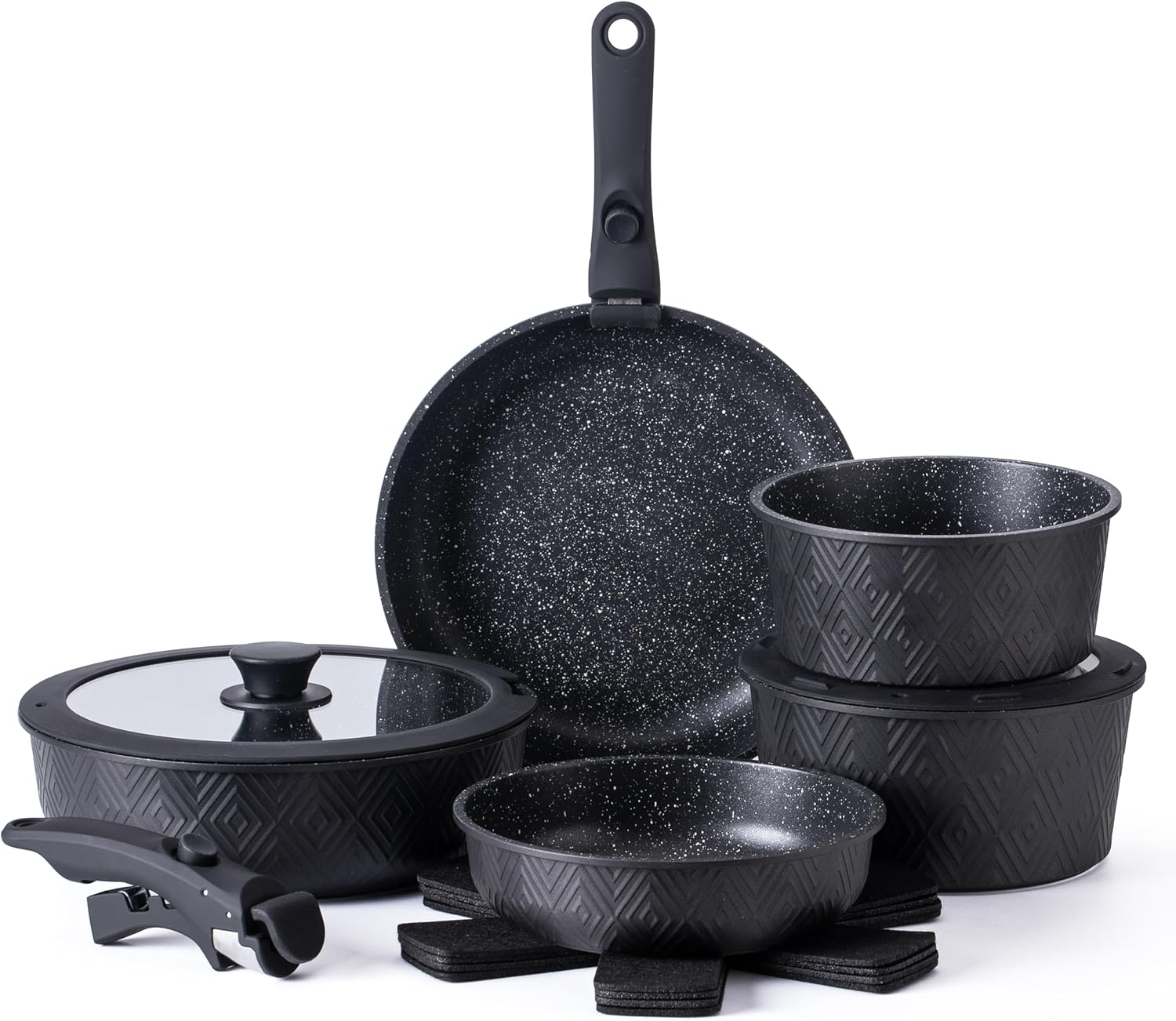 Amazon.com: Country Kitchen Cookware Set with Removable Handle, Oven ...