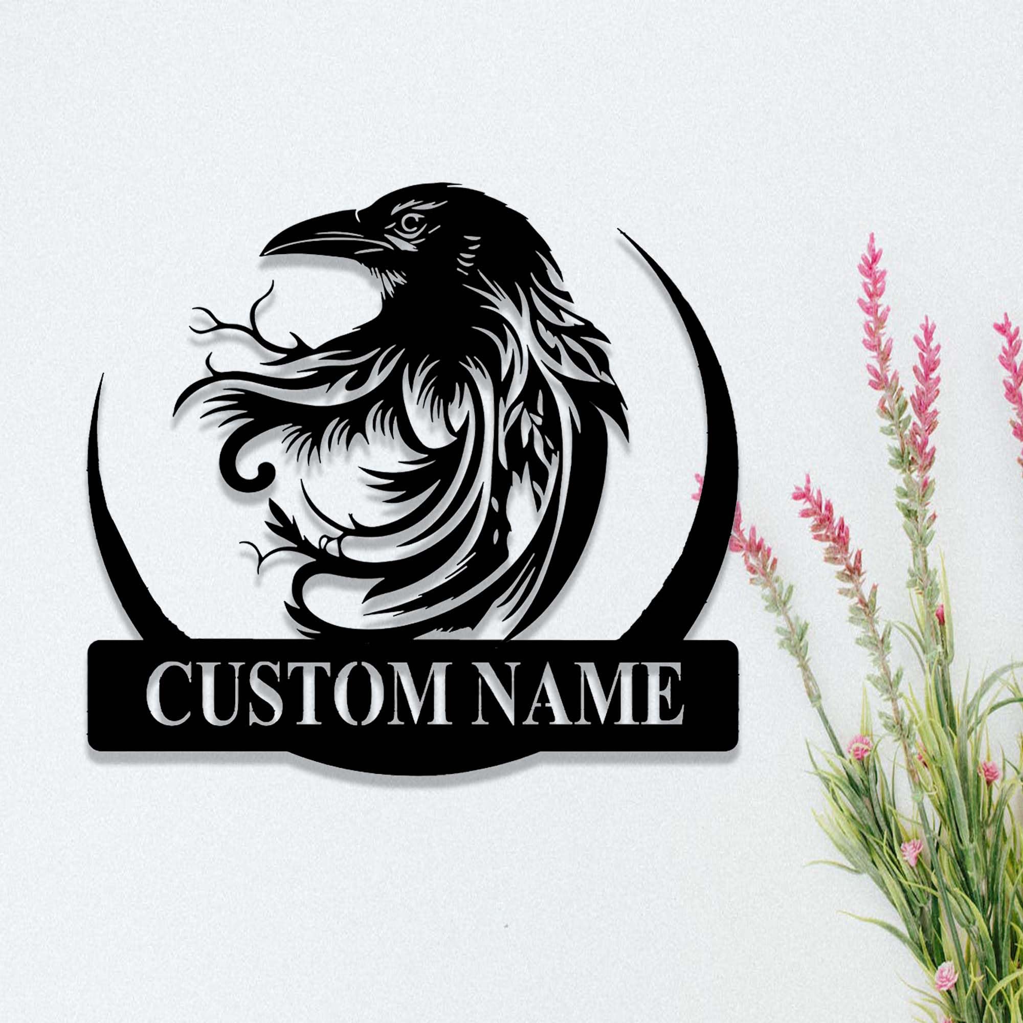 Amazon.com: Hyobeswe Custom Raven Metal Sign Raven Wall Decor Wall Art ...