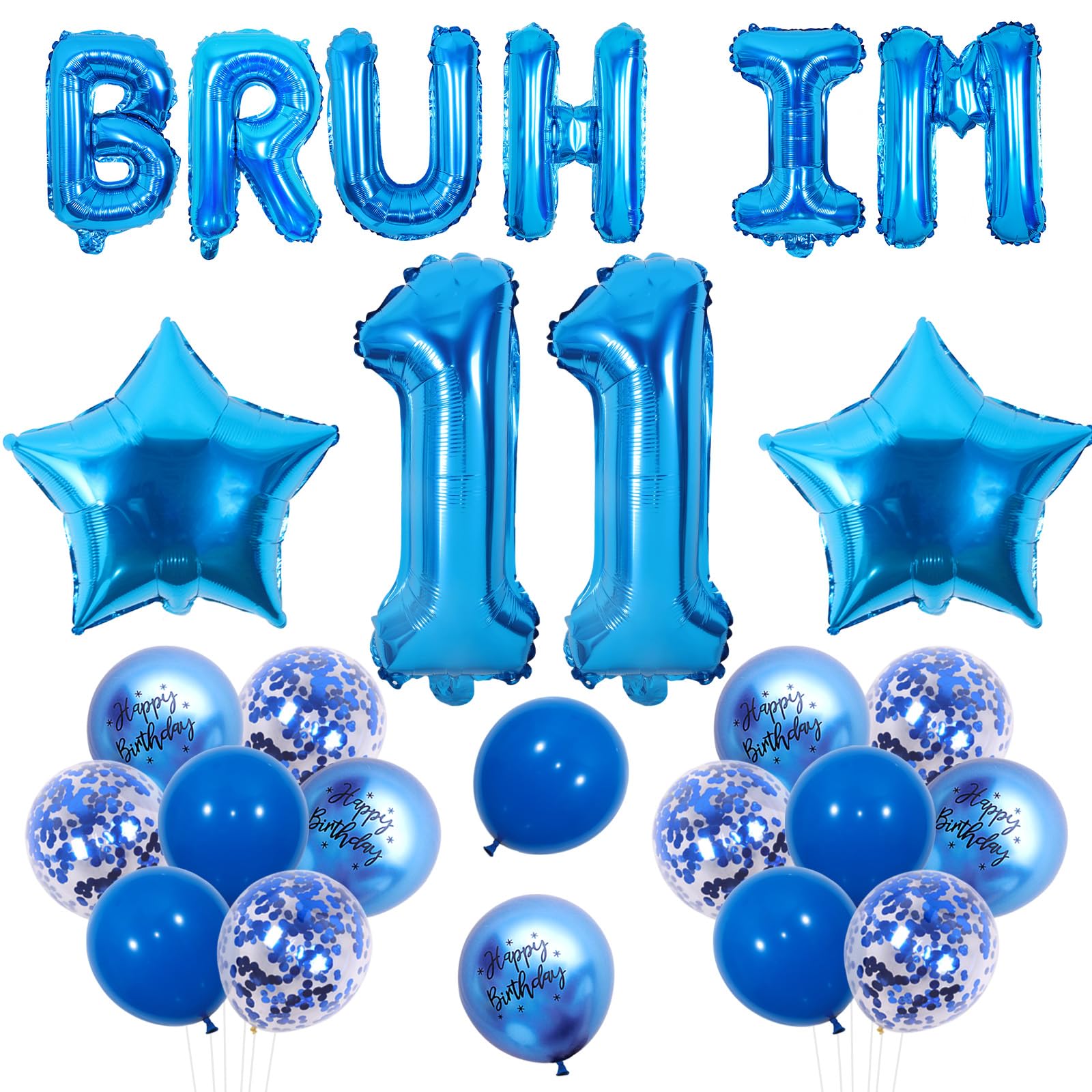 Amazon.com: Wonmelody Blue Bruh It's My 11th Birthday Decor Bruh I'm 11 Party Decorations Bruh I ...