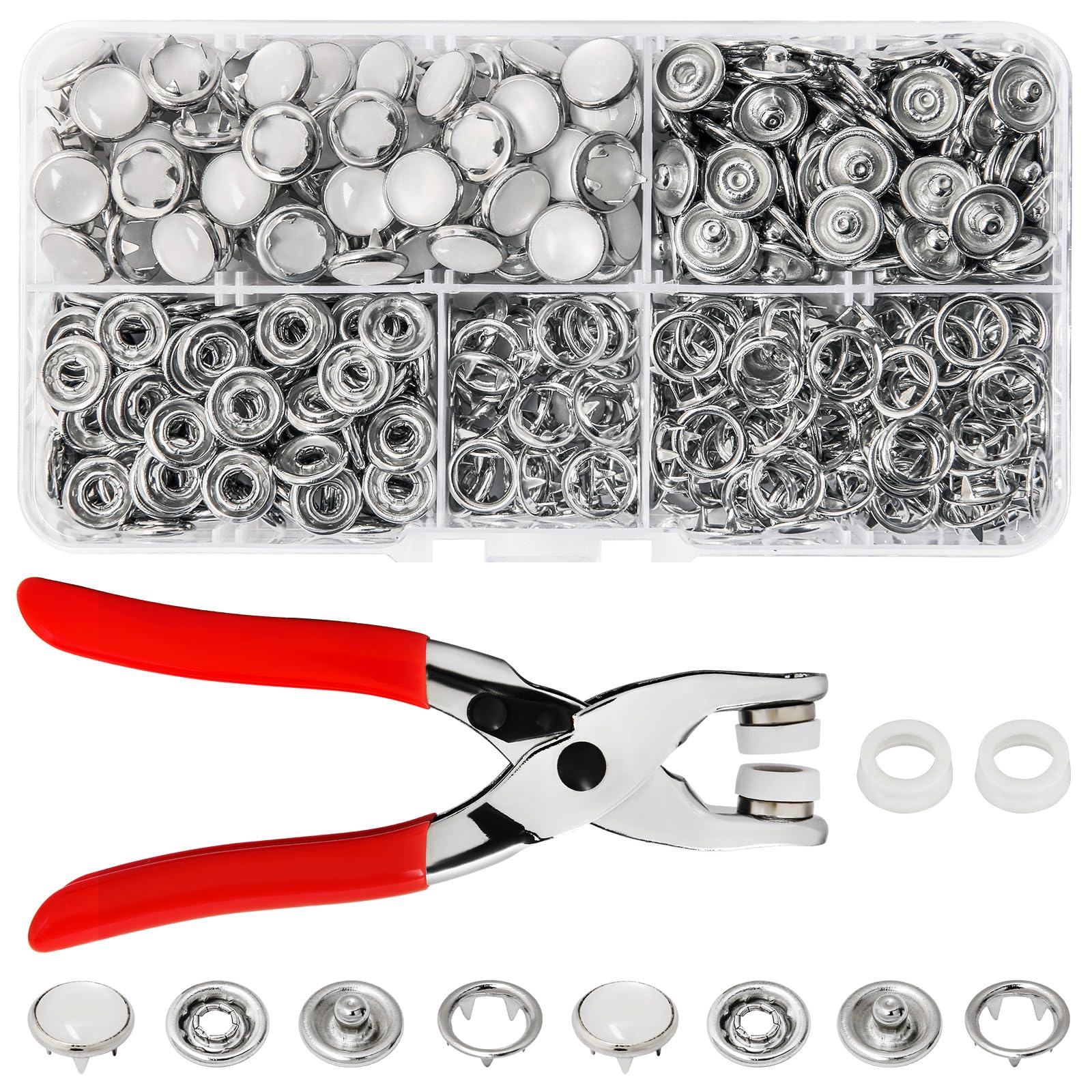Amazon.com: K Kwokker Pearl Snaps for Fabric w/Snap Pliers, Metal Snap ...