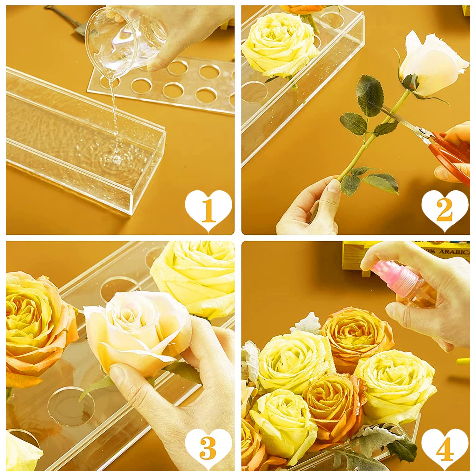 Rectangular Flowers Vases Clear Acrylic Modern Vases 23.6 Inches Long ...