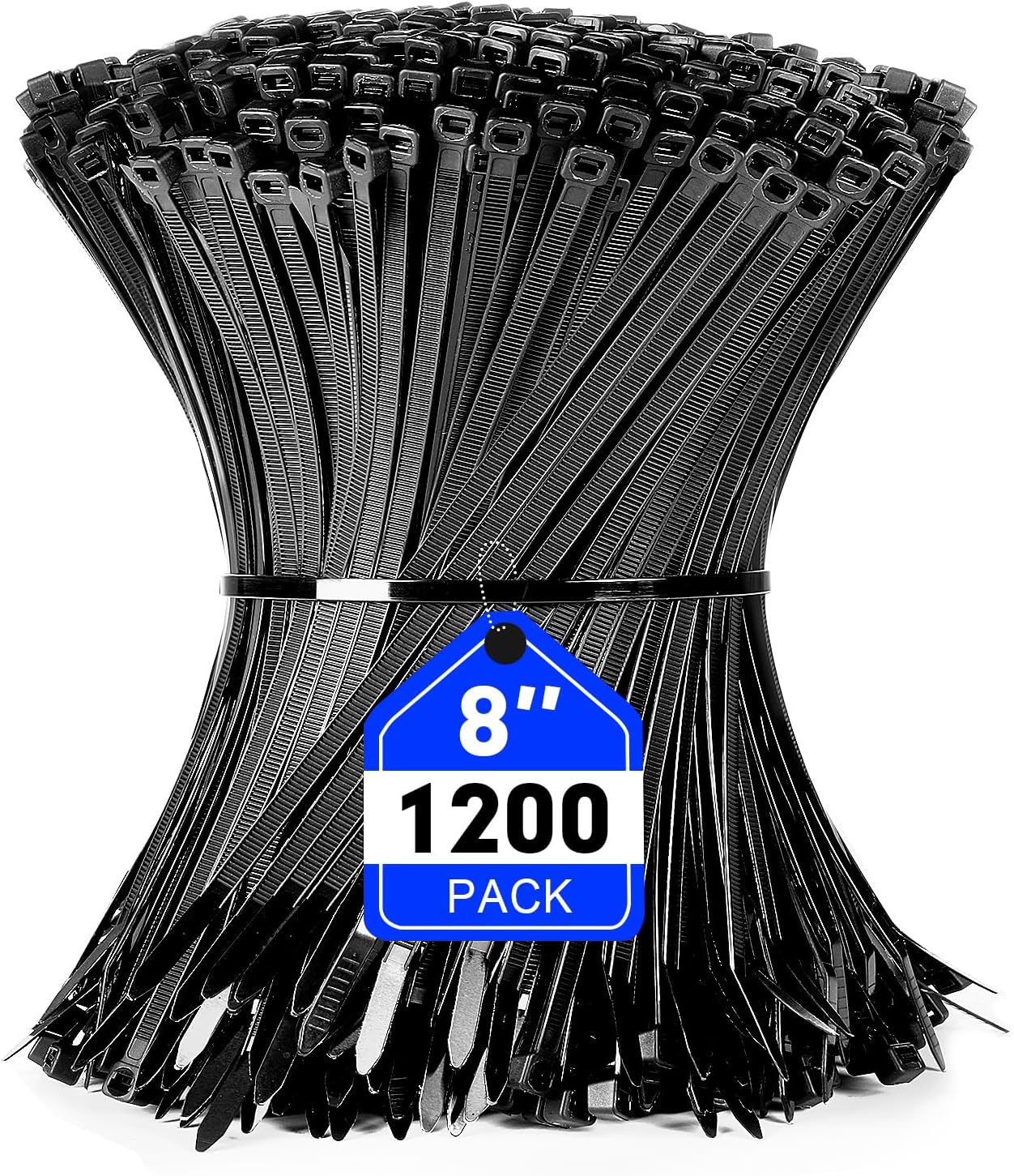 Amazon.com: Zip Ties 8 inch (1000 Pack), 40lbs Tensile Strength, Black ...