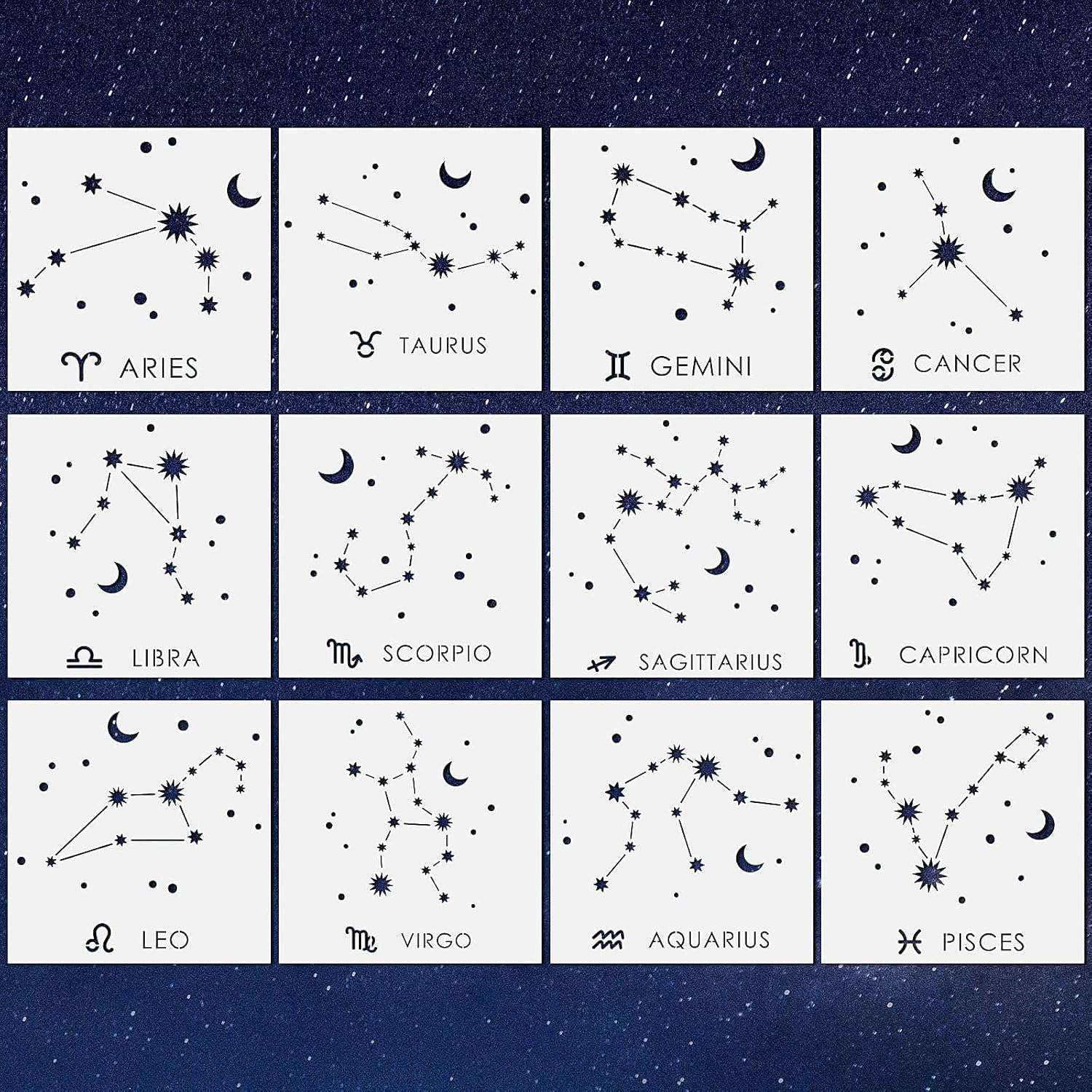 Amazon.com : 12 Pieces Constellation Stencil Reusable Plastic ...