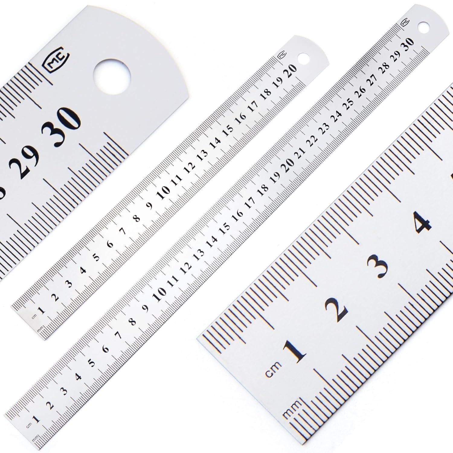 PAGOW 2 Pcs Metal Ruler, 2 Sizes Straight Edge Rulers with Inch ...