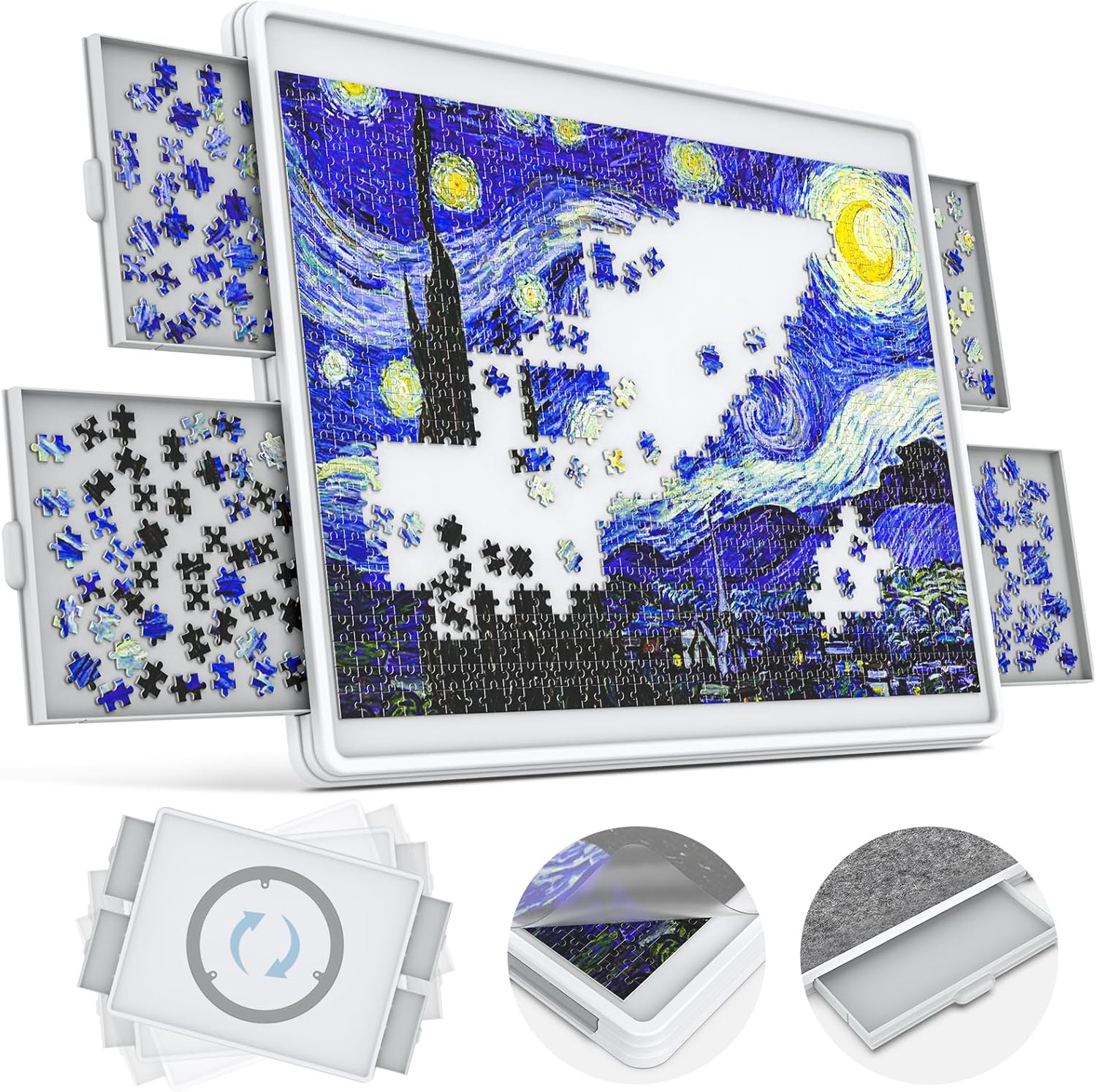 1500 Piece Rotating Puzzle Board with Drawers and Cover : Amazon.com.au ...