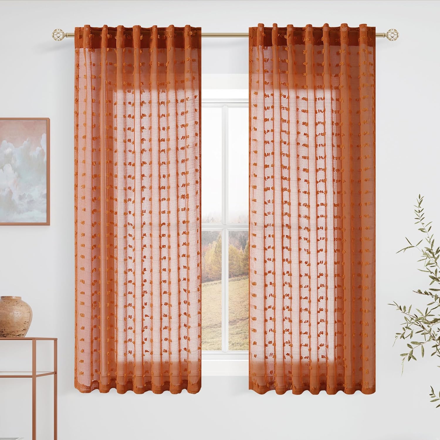 Amazon.com: Hokibero Burnt Orange Curtains 54 Inches Length 2 Panels for Living Room Light ...