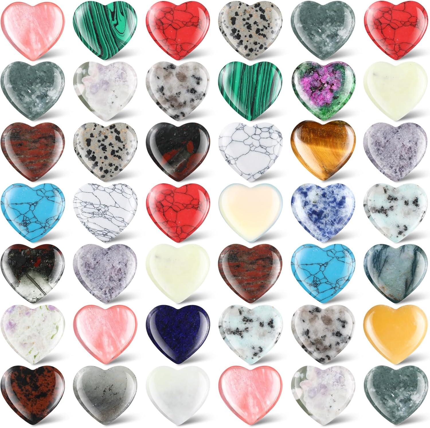 Amazon.com: Nuenen 40 Pcs 1 Inch Worry Stone Bulk Crystals Heart Shaped ...