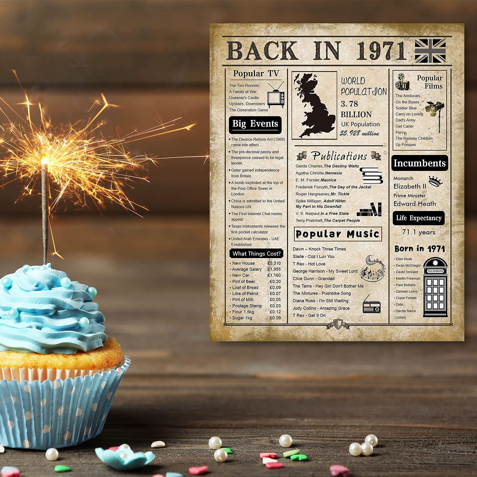 Back In 1971 Birthday Poster 50th Birthday Decorations For Women ...