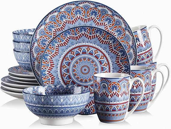 Amazon.com | vancasso Porcelain Dinnerware Set, 16-Piece Bohemian ...