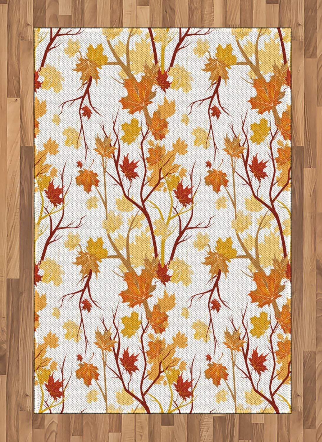 Amazon.com: Ambesonne Fall Area Rug, Swirling Autumn Leaves Shady ...
