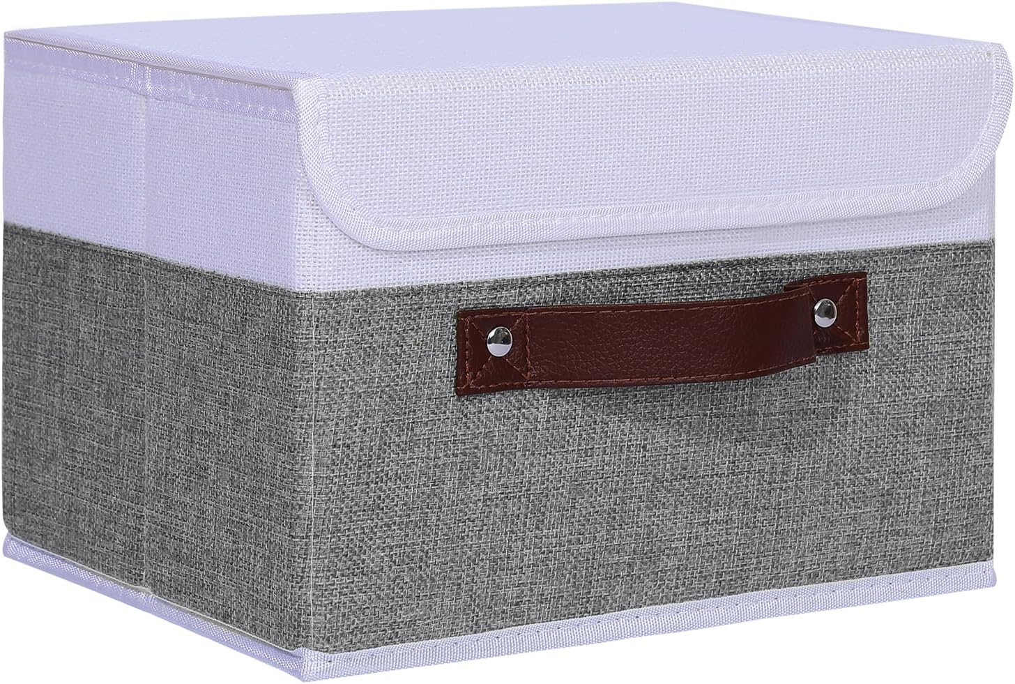 Amazon.com - ANMINY Fabric Storage Bin with Lid PU Leather Handles PP ...