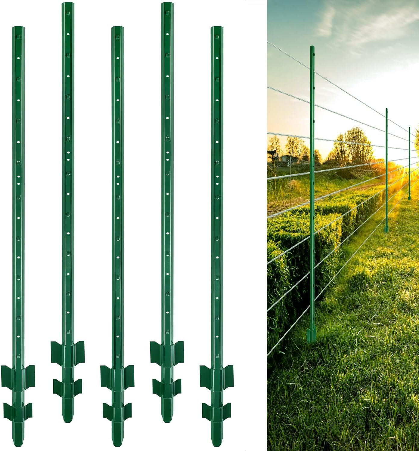 Amazon.com: WIMART Fence Posts 4 Feet, Heavy Duty Metal Fence Post with ...