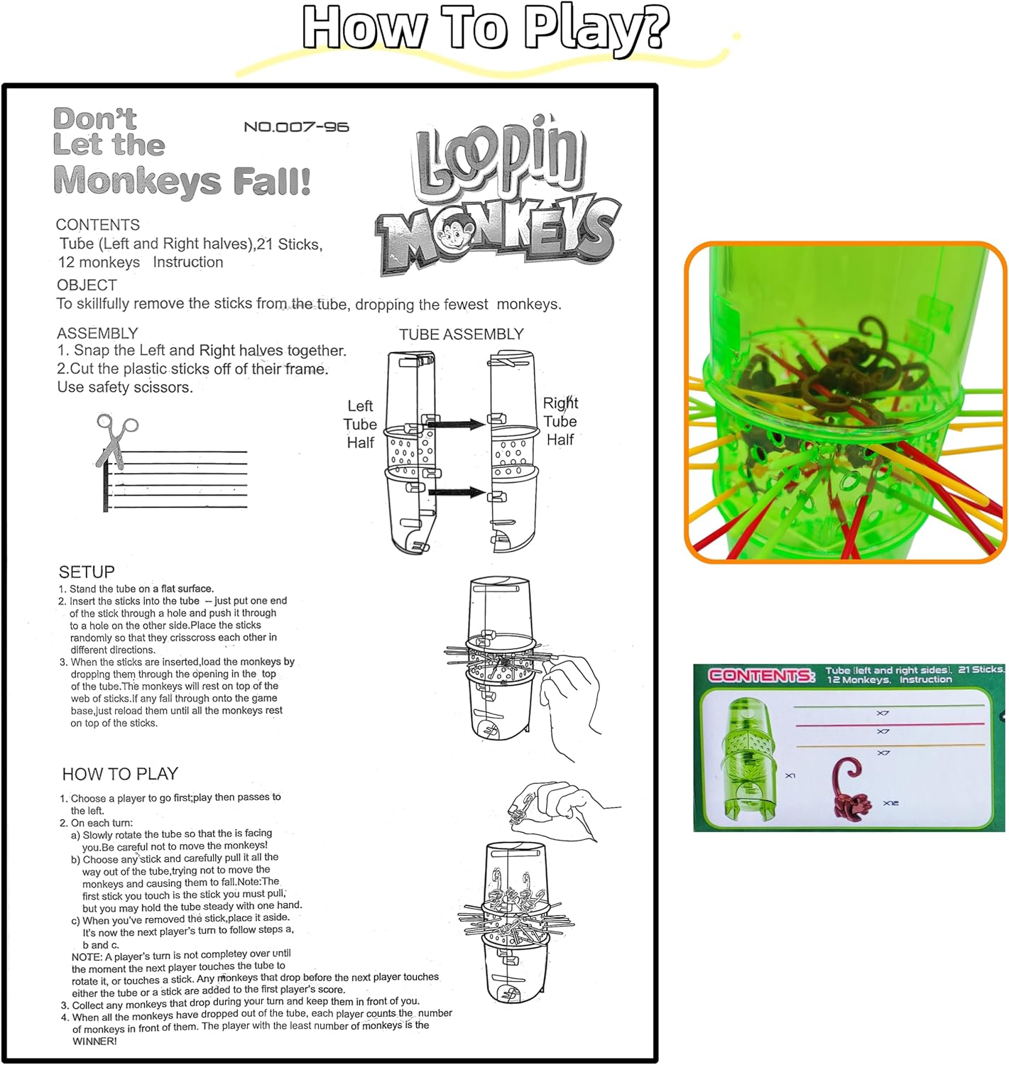 Ybgocot Juego familiar, juego para niños, Don’t Let The Monkeys Fall ...