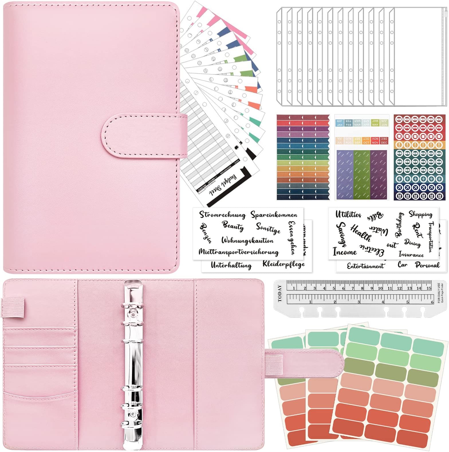 Budget Planner Deutsch, 36 Stück A6 PU Budget Binder Set ...