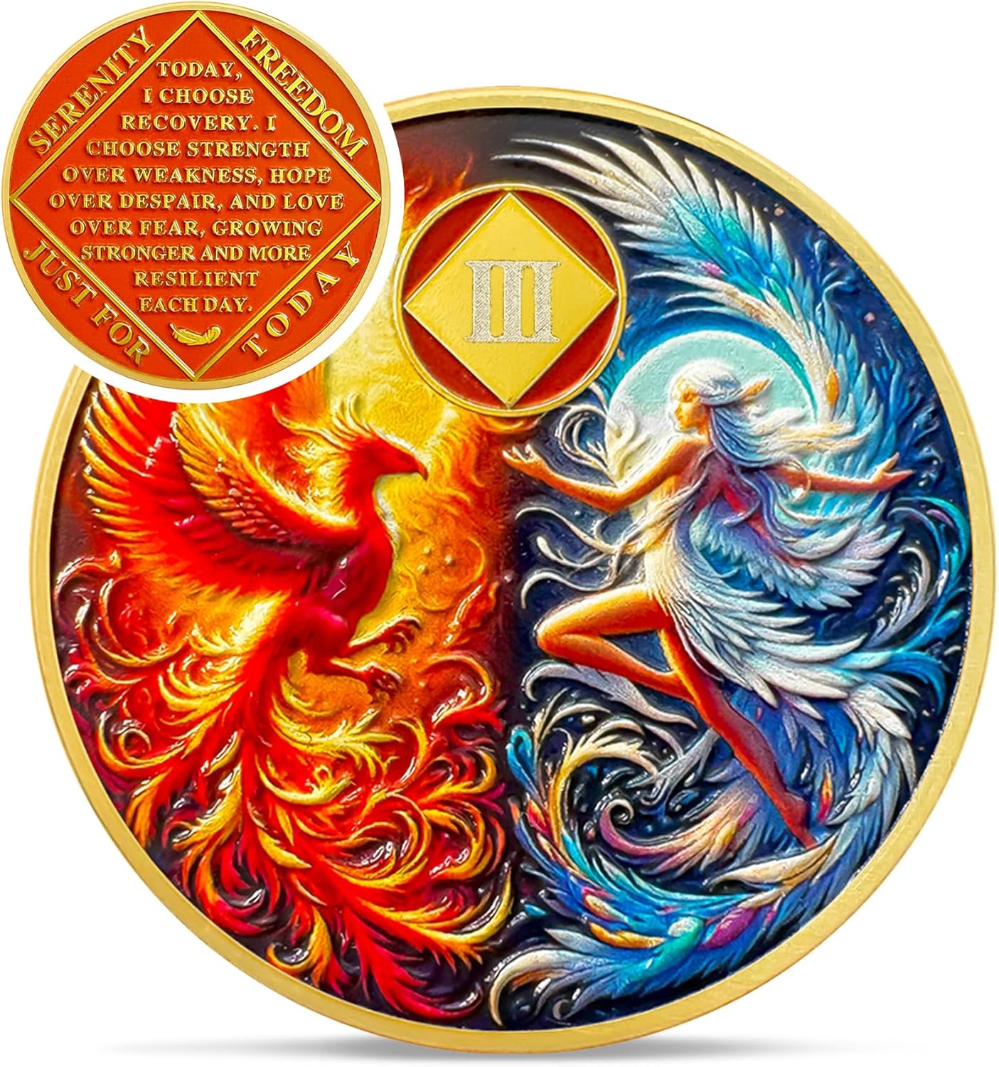 Amazon.com : Phoenix Fairy 3 Year Na Medallions - Sun and Moon Sobriety ...