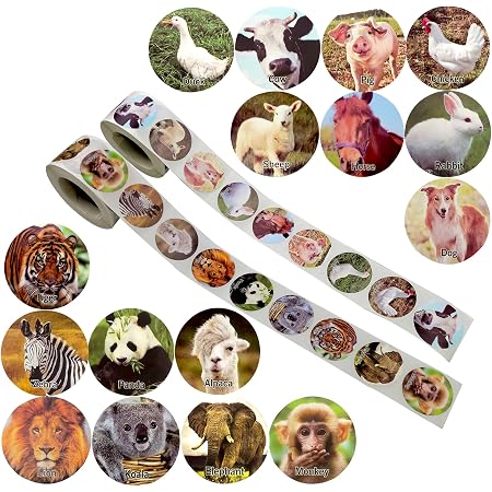 Amazon.com: 800 Pieces Jungle Animal Stickers Realistic Zoo Animal ...