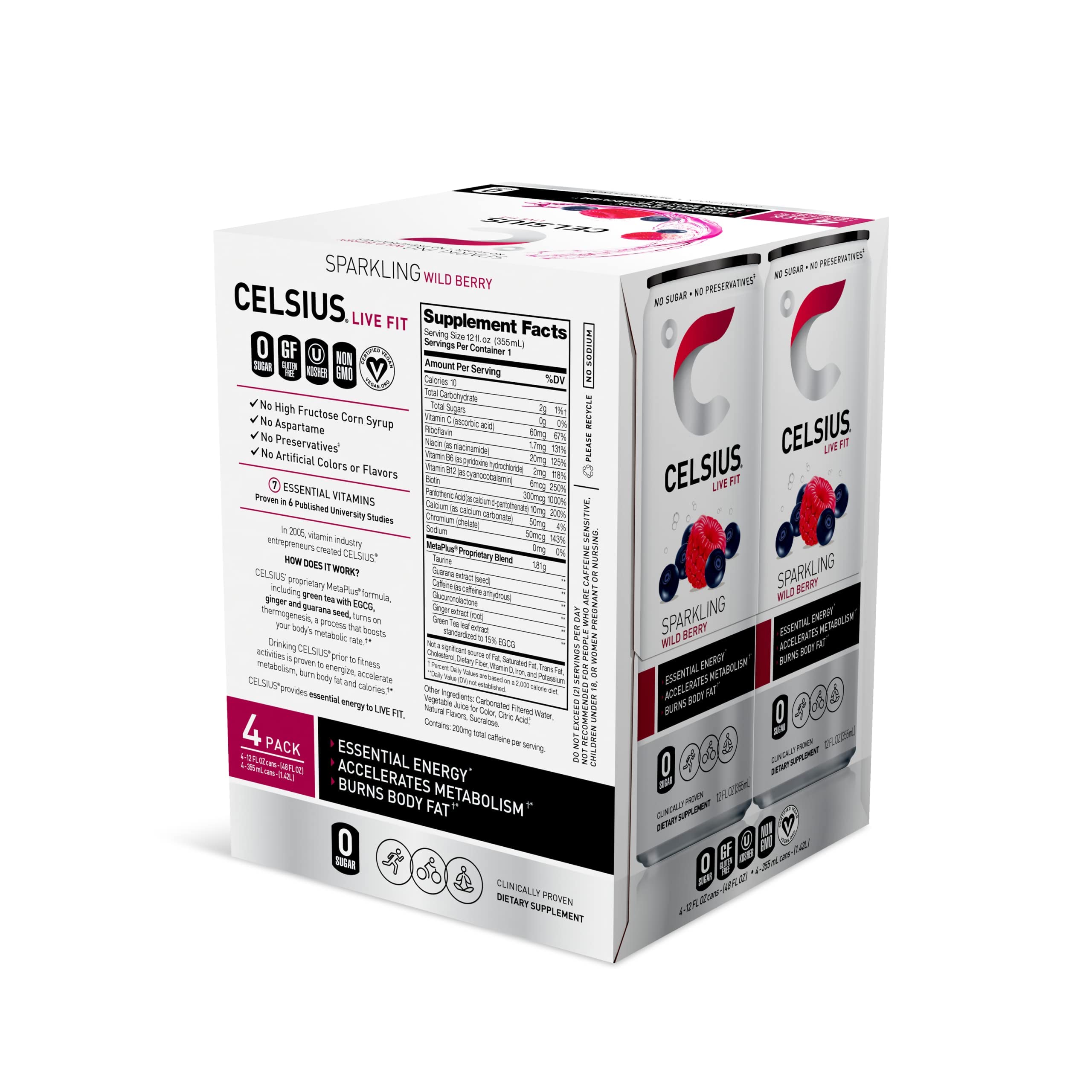 Snapklik.com : CELSIUS Essential Energy Drink 12 Fl Oz, Sparkling Wild ...