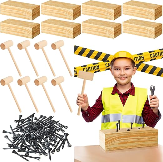 Amazon.com: Realspring 8 Set 8 Set Wooden Hammer Toys Kids Hammer ...