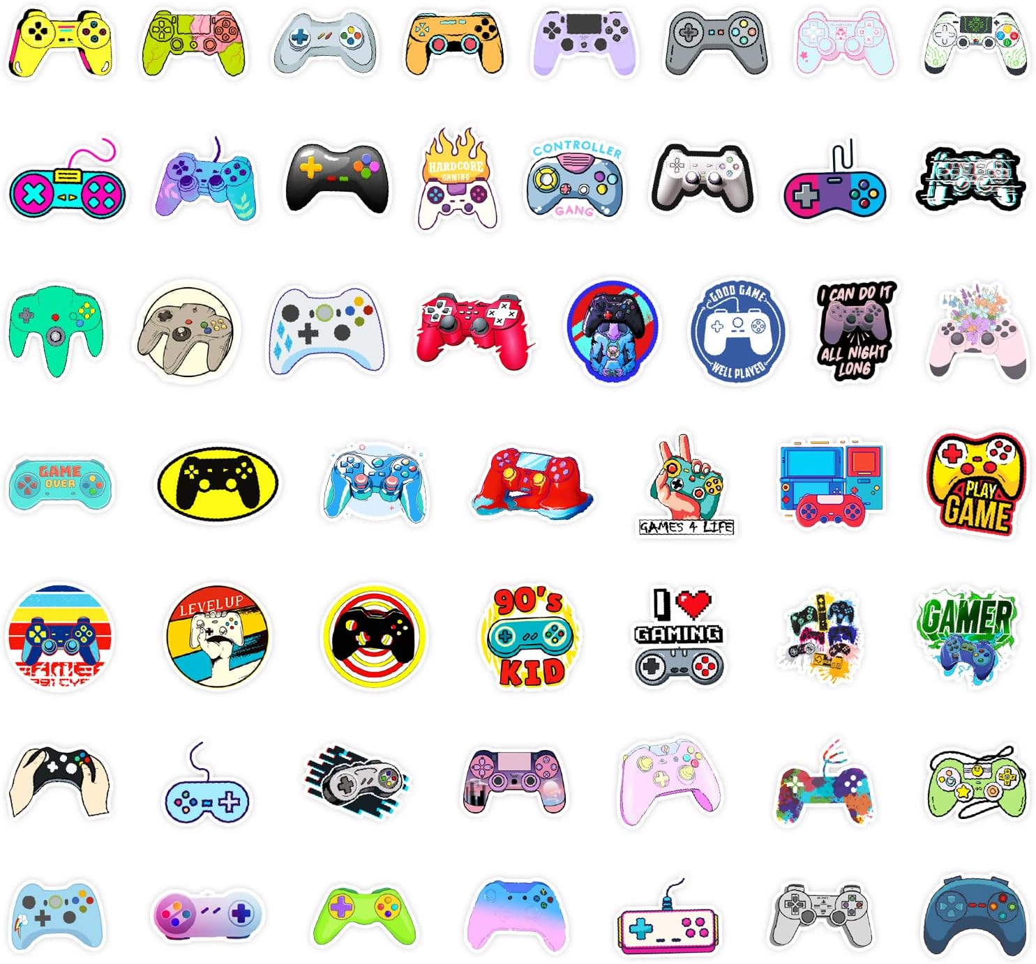 Gamepad Stickers 50 Pcs Waterproof Vinyl Gaming Stickers for Laptop ...